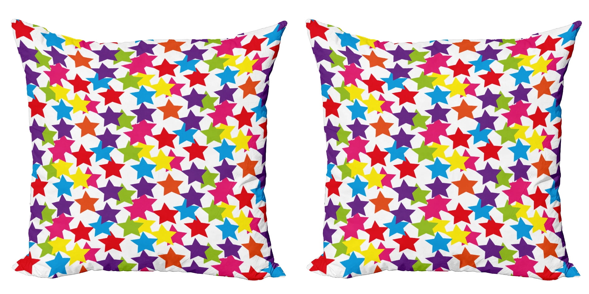 Ambesonne Rainbow Throw Pillow Cover 2 Pack, Funky Stars Room, 18 ...