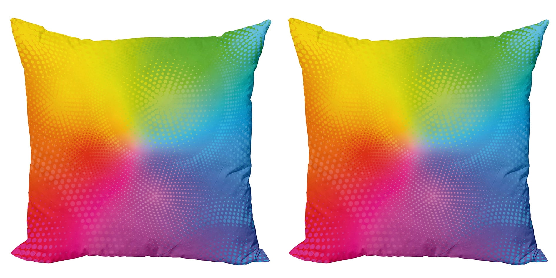 Ambesonne Rainbow Throw Pillow Cover 2 Pack, Vibrant Radiant Colors, 18 ...