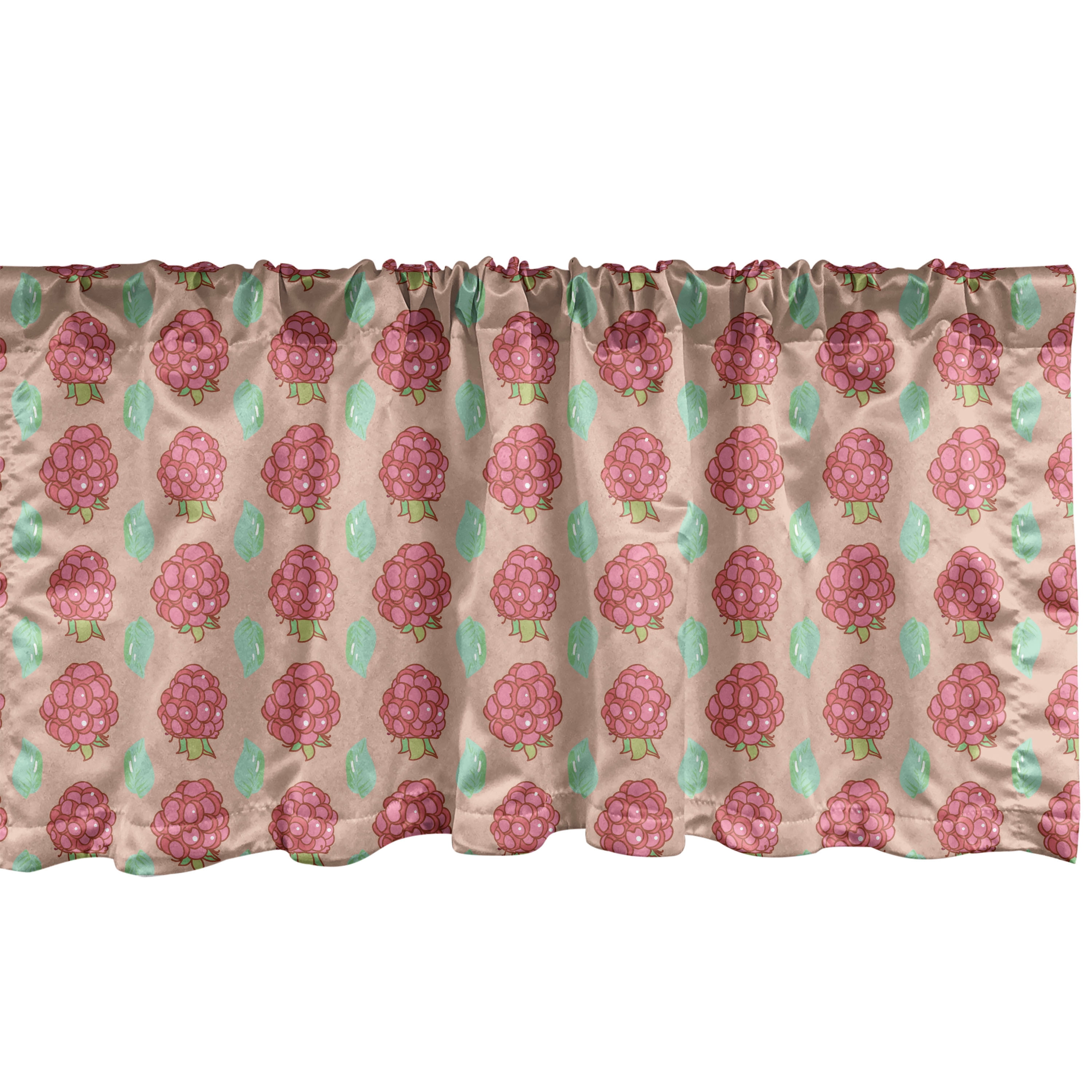 Ambesonne Raspberry Window Valance, Summer Fruit and Leaves, 54" X 12 ...