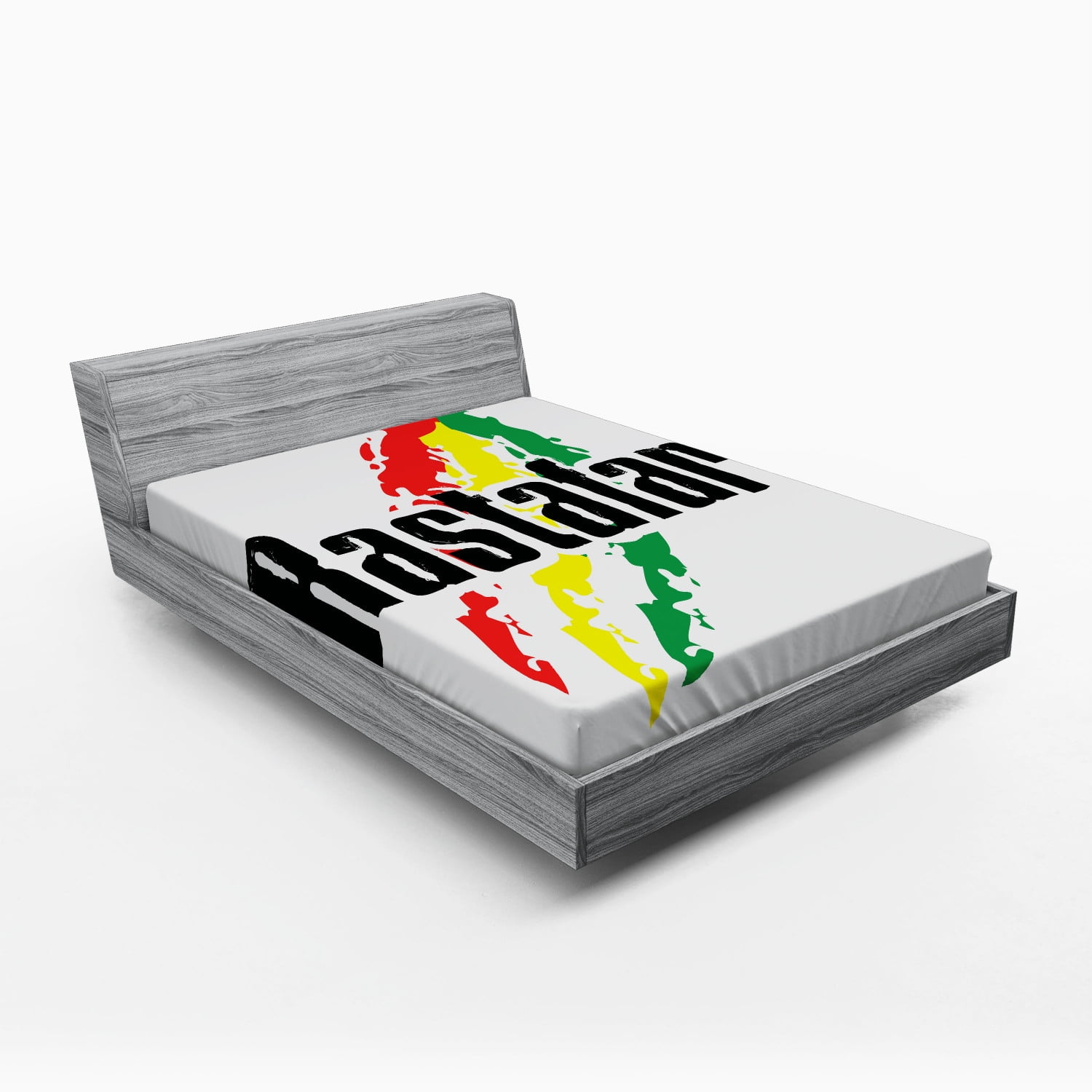 Ambesonne Rasta Fitted Sheet, Grunge Rastafari Words, Full Size, Red ...