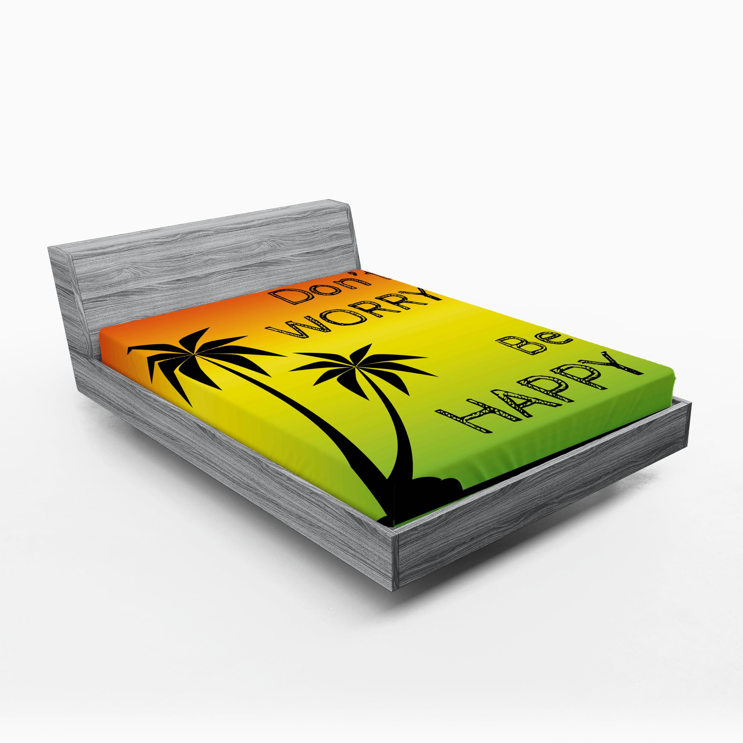 Ambesonne Rasta Fitted Sheet, Positive Music Lettering, Queen Size ...