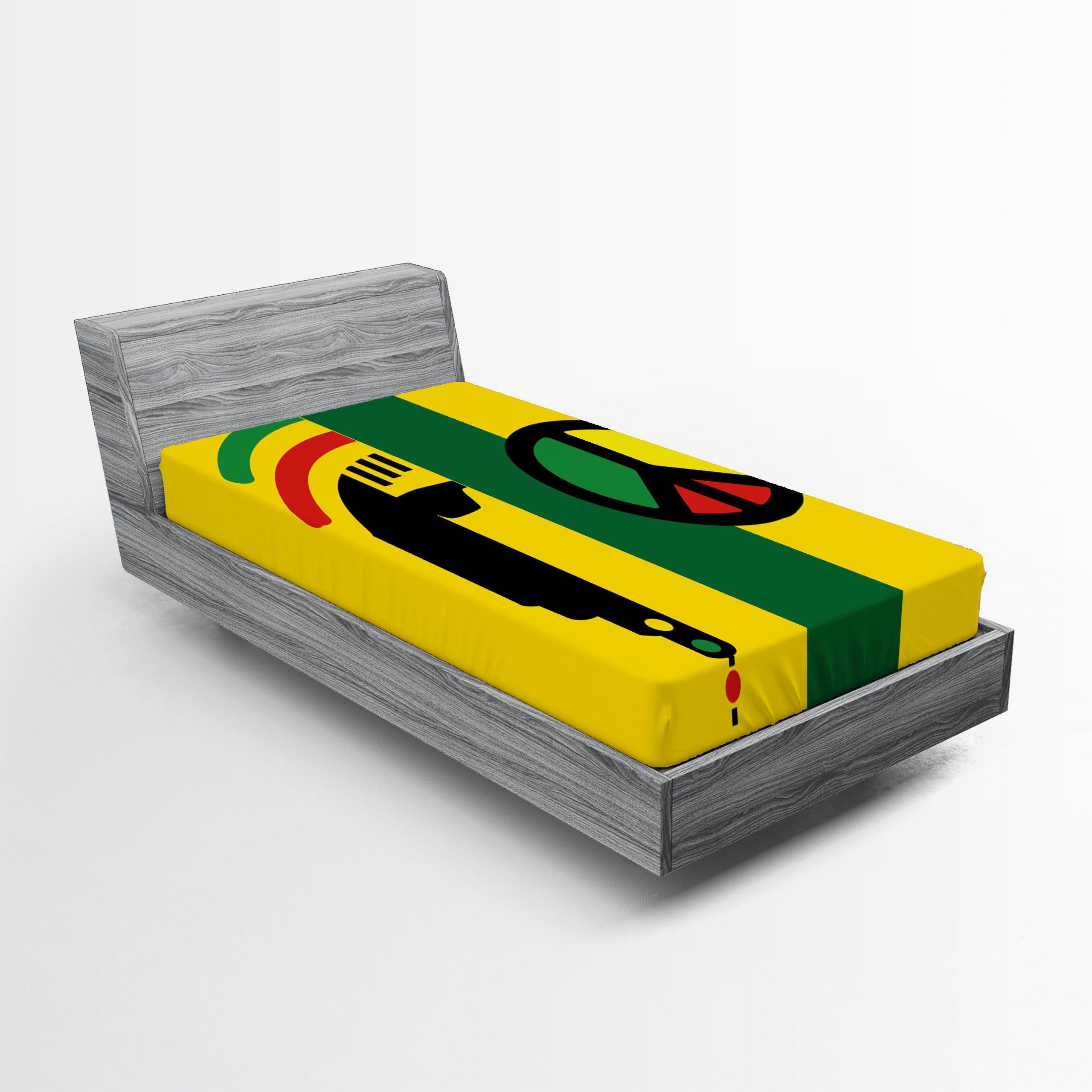 Ambesonne Rasta Fitted Sheet, Reggae Music Peace, Twin XL Size, Red ...