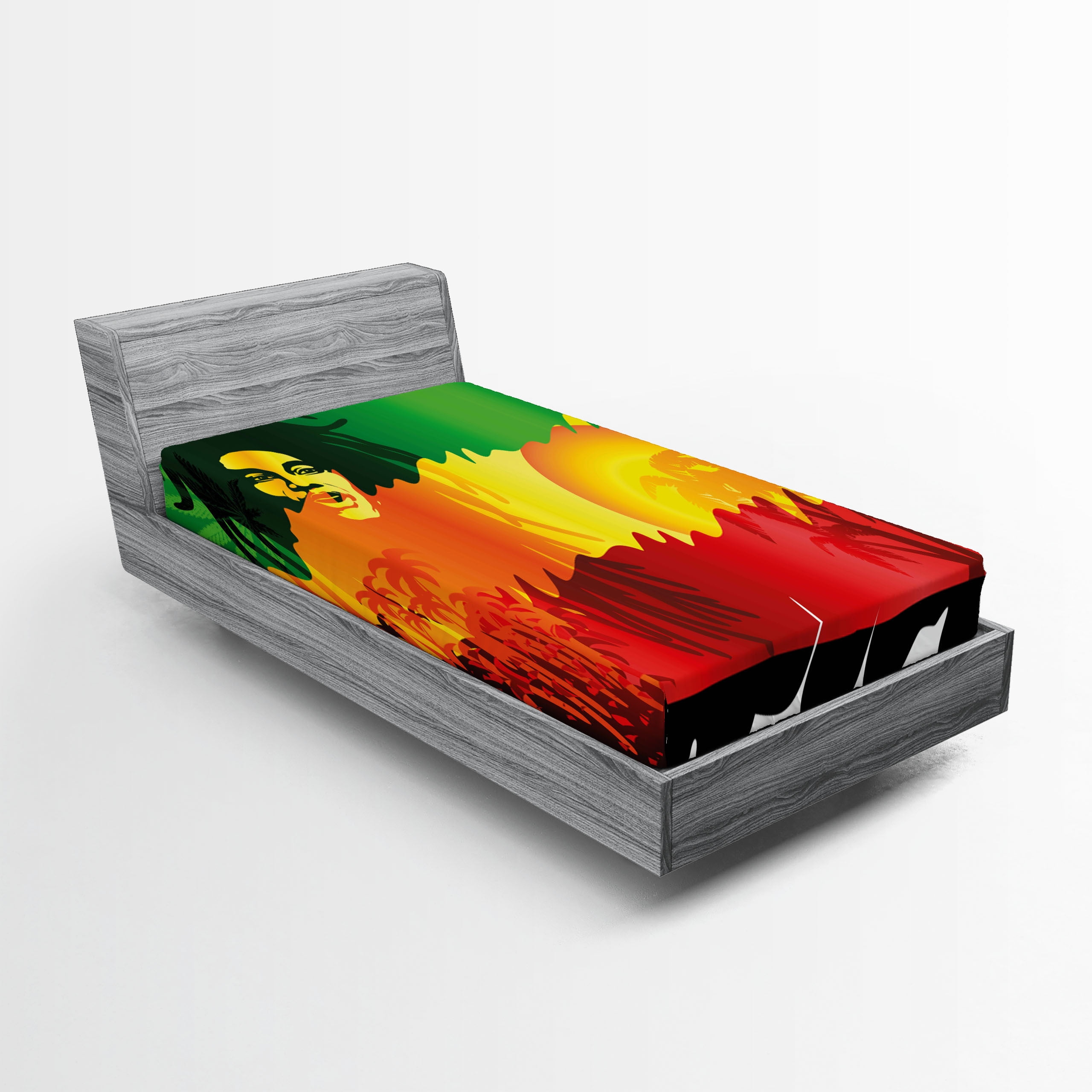 Ambesonne Rasta Fitted Sheet, Reggae Music Singer, Twin Size, Orange ...