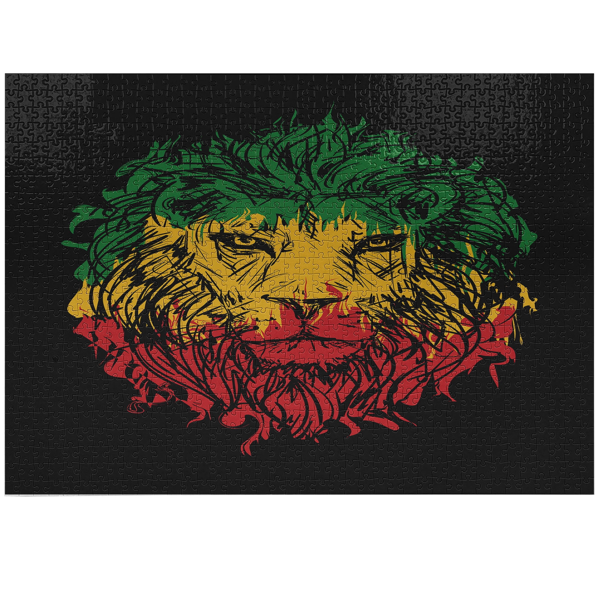 Ambesonne Rasta Jigsaw Puzzle, Grunge Lion Head Portrait, Heirloom ...