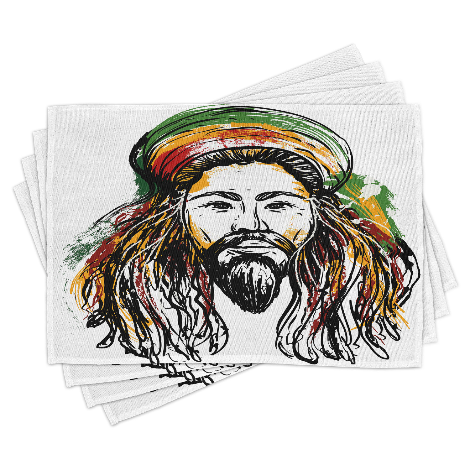 Ambesonne Rasta Place Mats Set of 4, Rasta Man Sketch Portrait ...