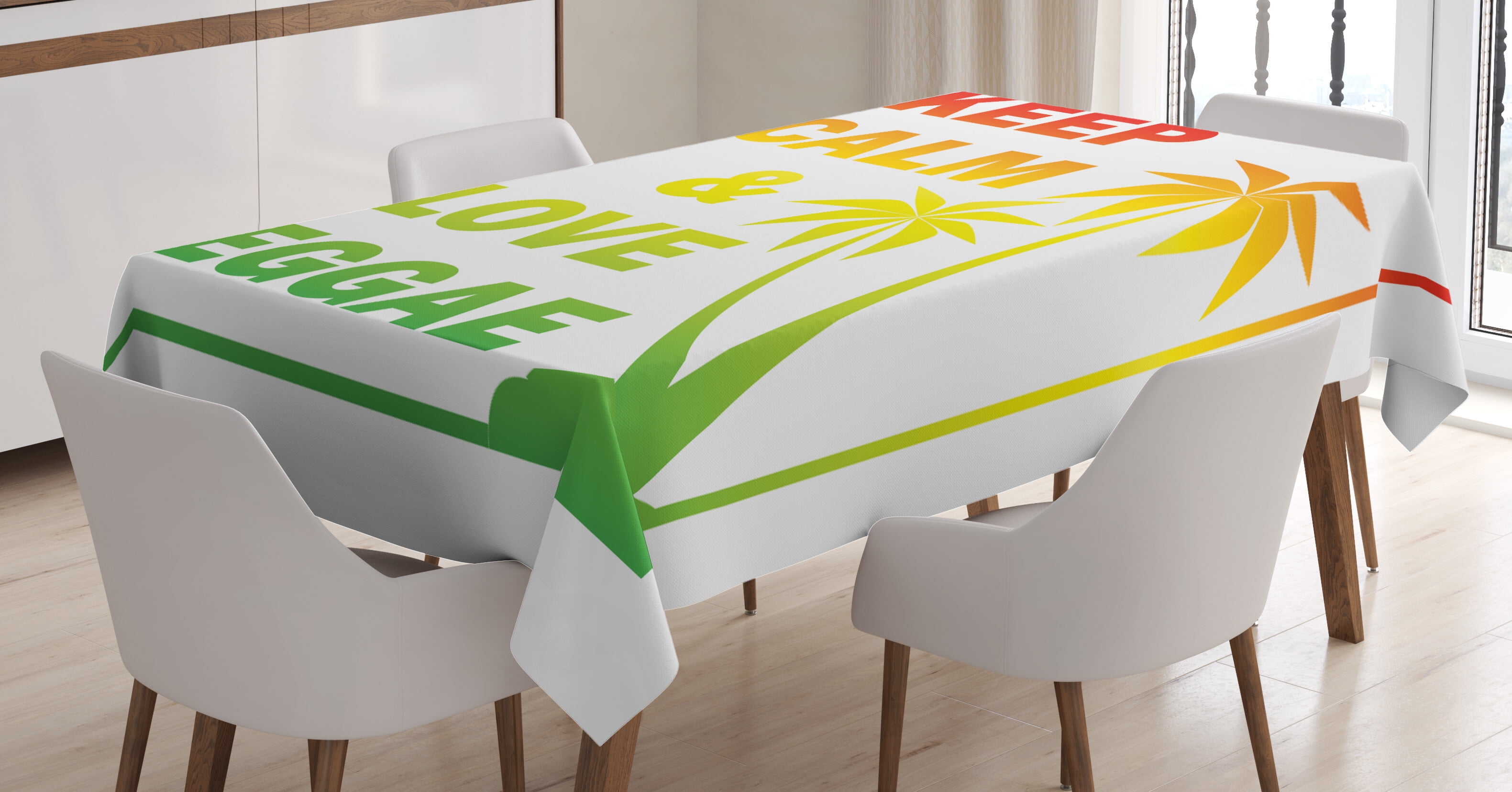 Ambesonne Rasta Tablecloth Rectangular Table Cover, Keep Calm Words ...
