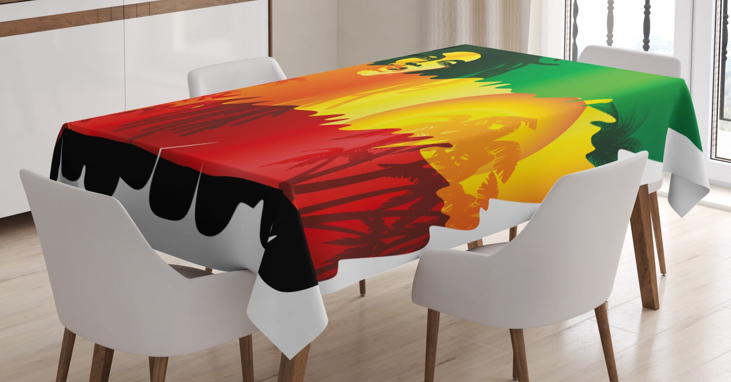 Ambesonne Rasta Tablecloth Rectangular Table Cover, Reggae Music Singer ...