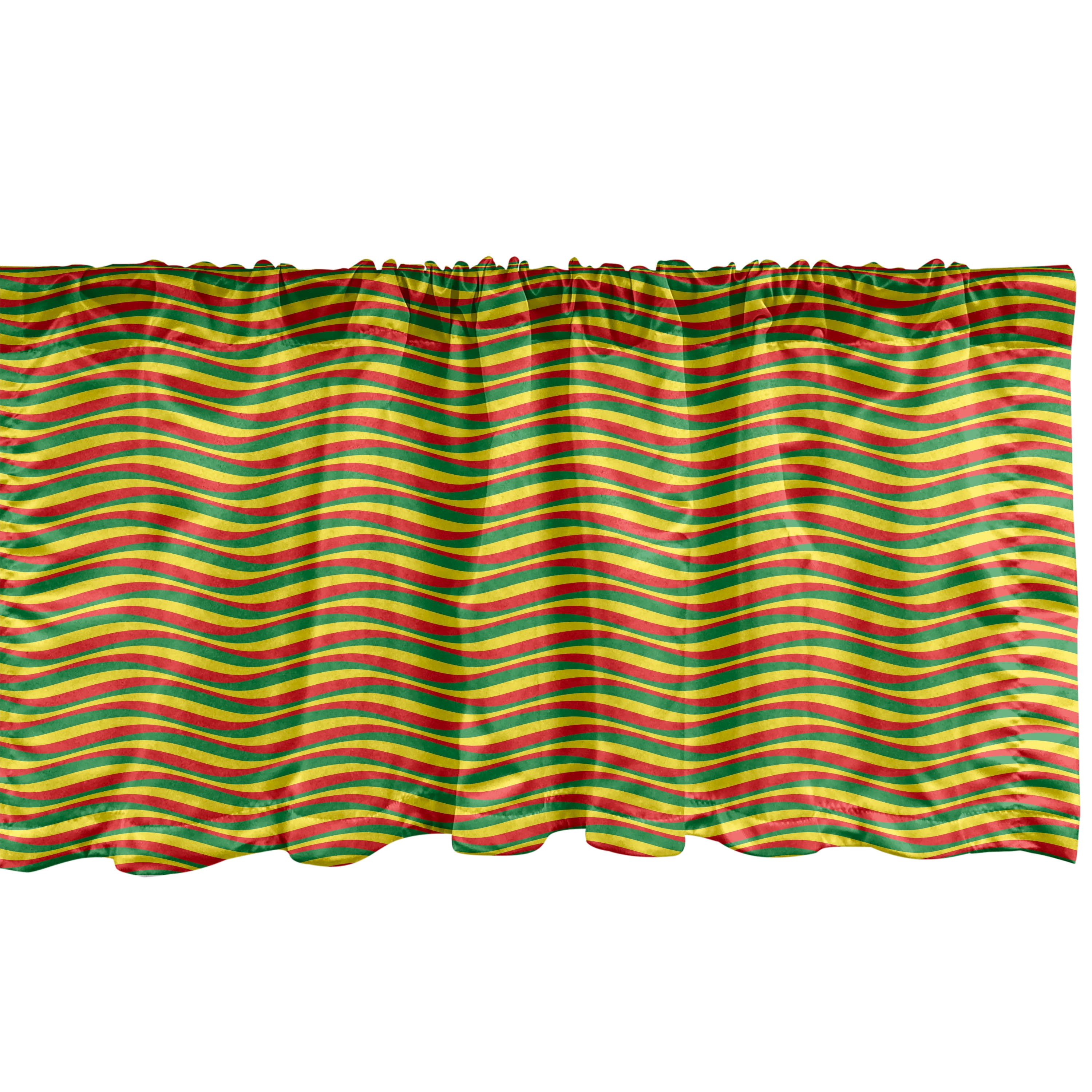 Ambesonne Rasta Window Valance, Ethiopian Wavy Stripes, 54" X 12 ...