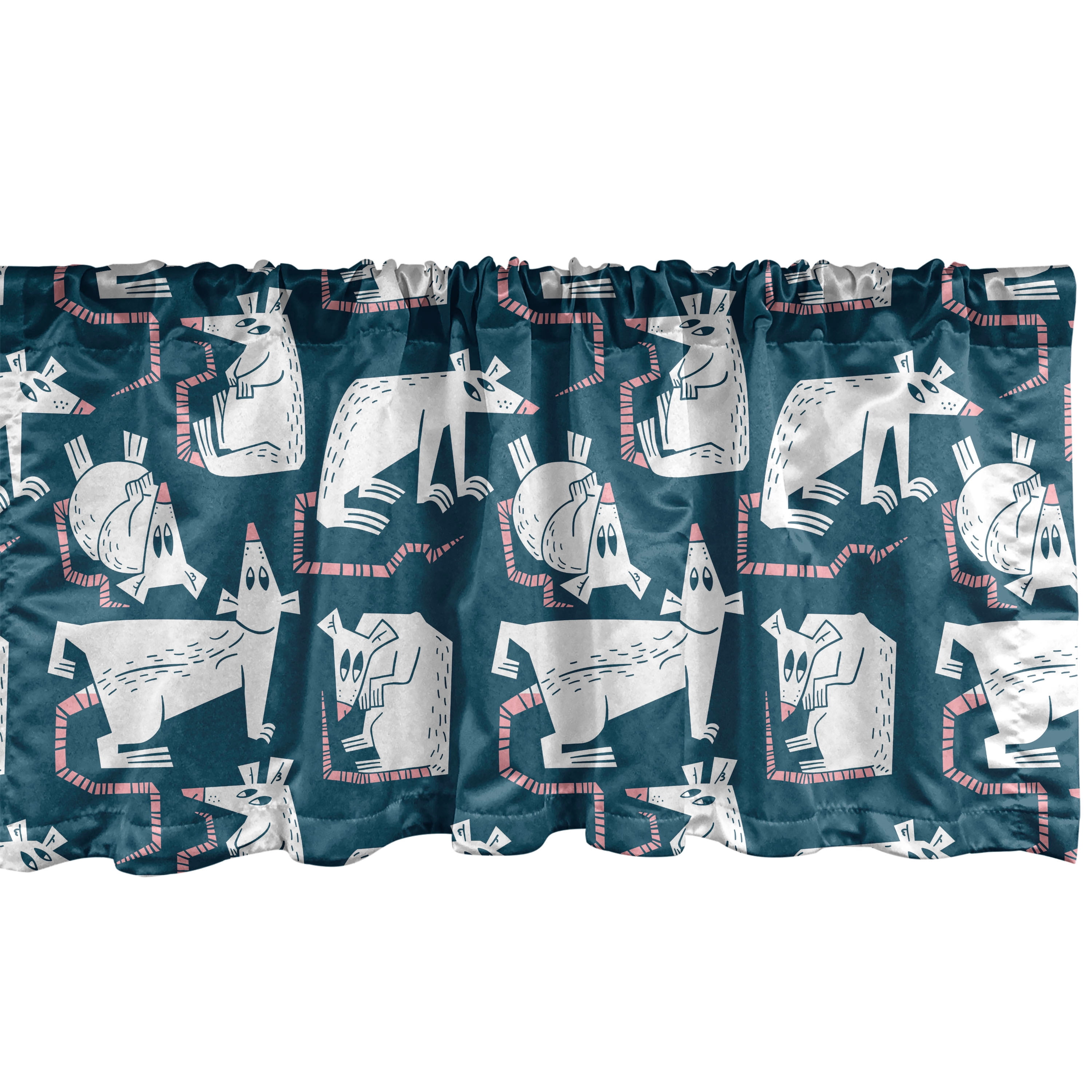 Ambesonne Rats Window Valance, Cartoon Mouse Pattern, 54" X 12", Dark ...