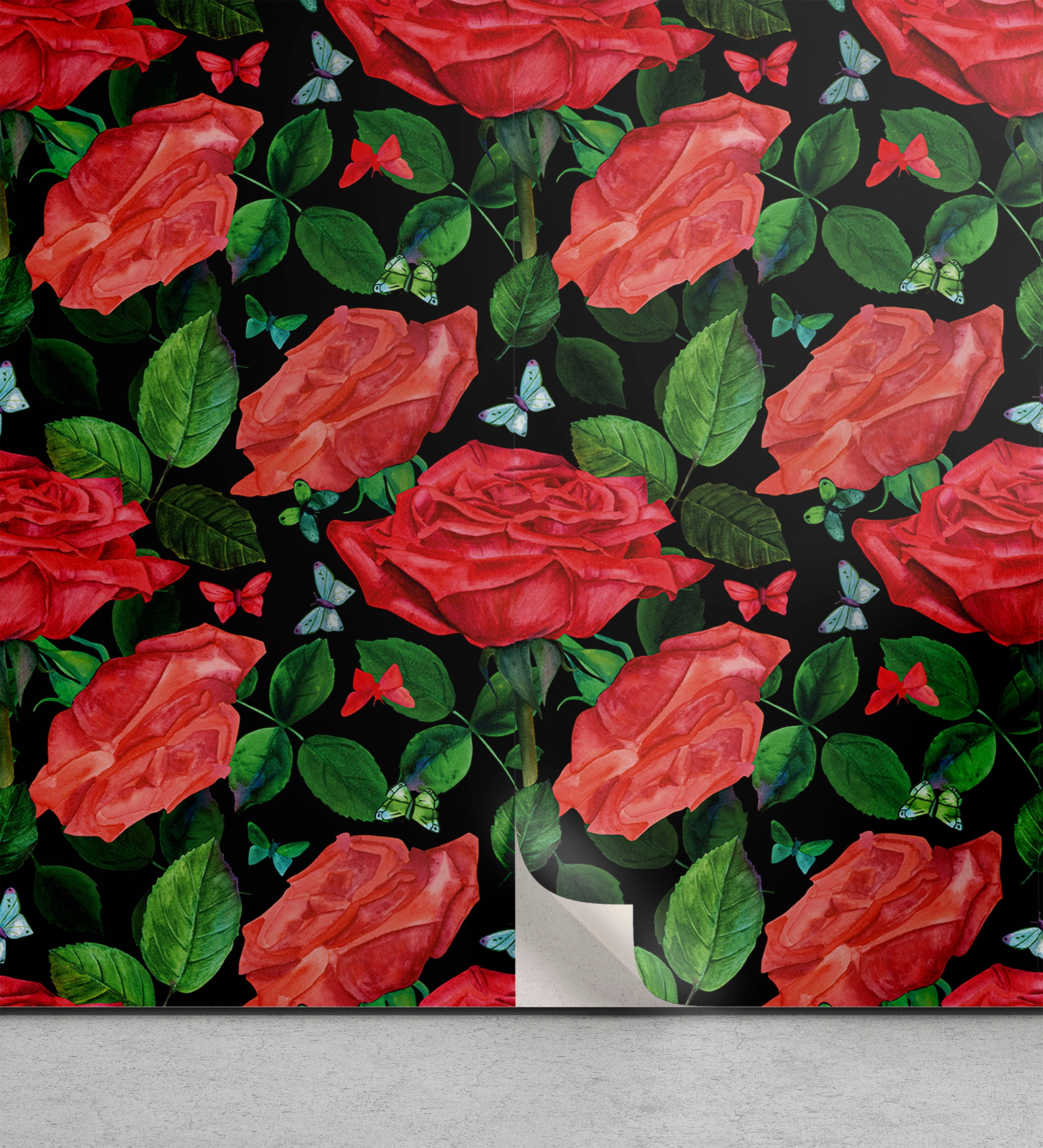 Ambesonne Red Roses Peel & Stick Wallpaper for Home, Passionate Flowers ...