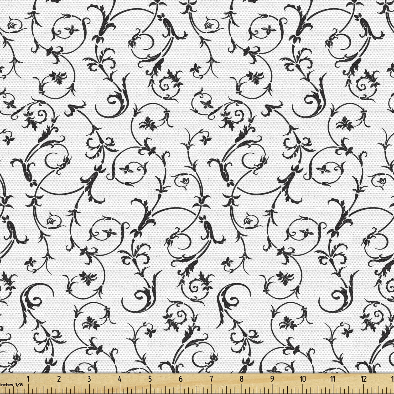 Ambesonne Renaissance Fabric by the Yard Upholstery, Classic Ivy Swirl ...
