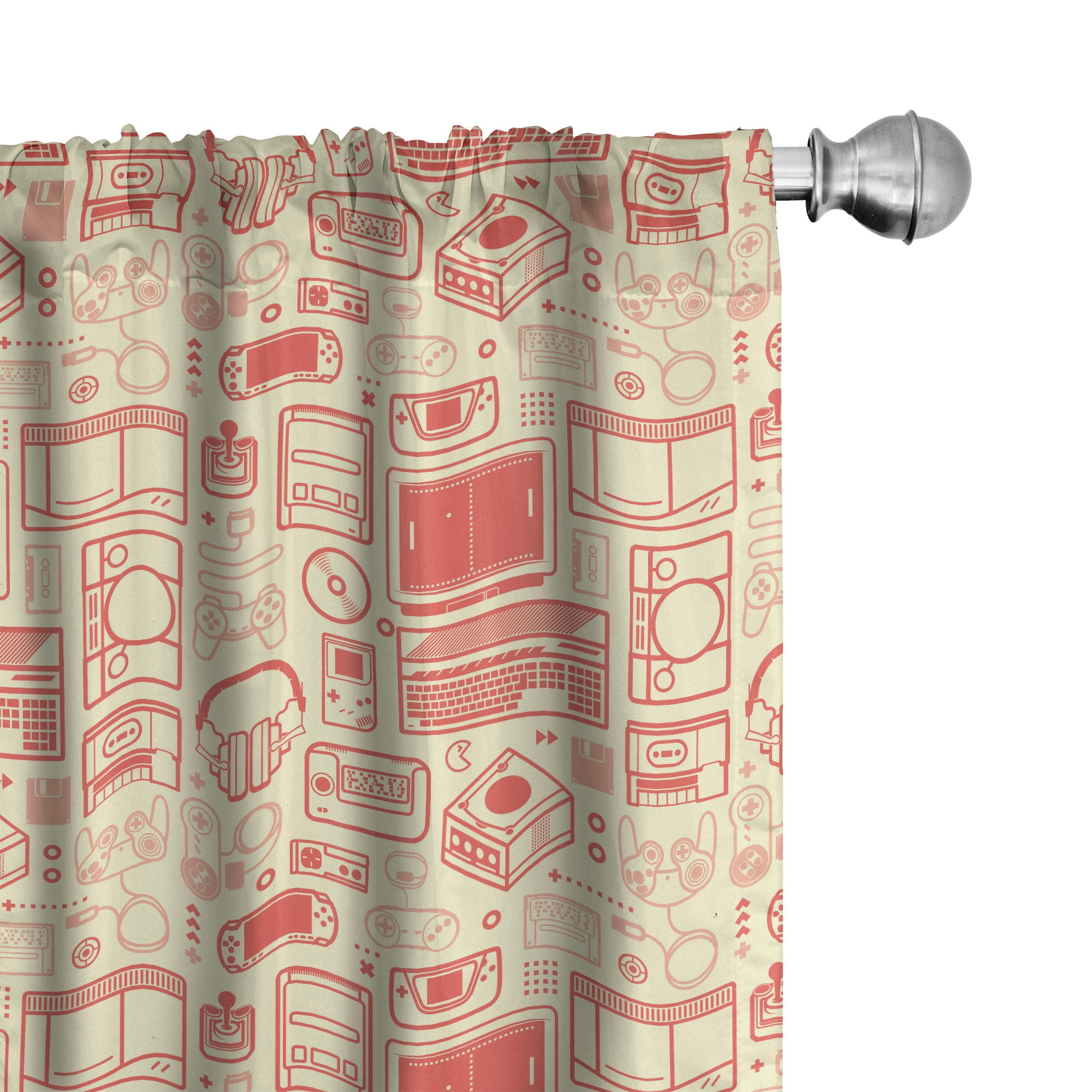 Ambesonne Retro Window Curtains, Retro Gaming Objects, Each 28" W x 95 ...