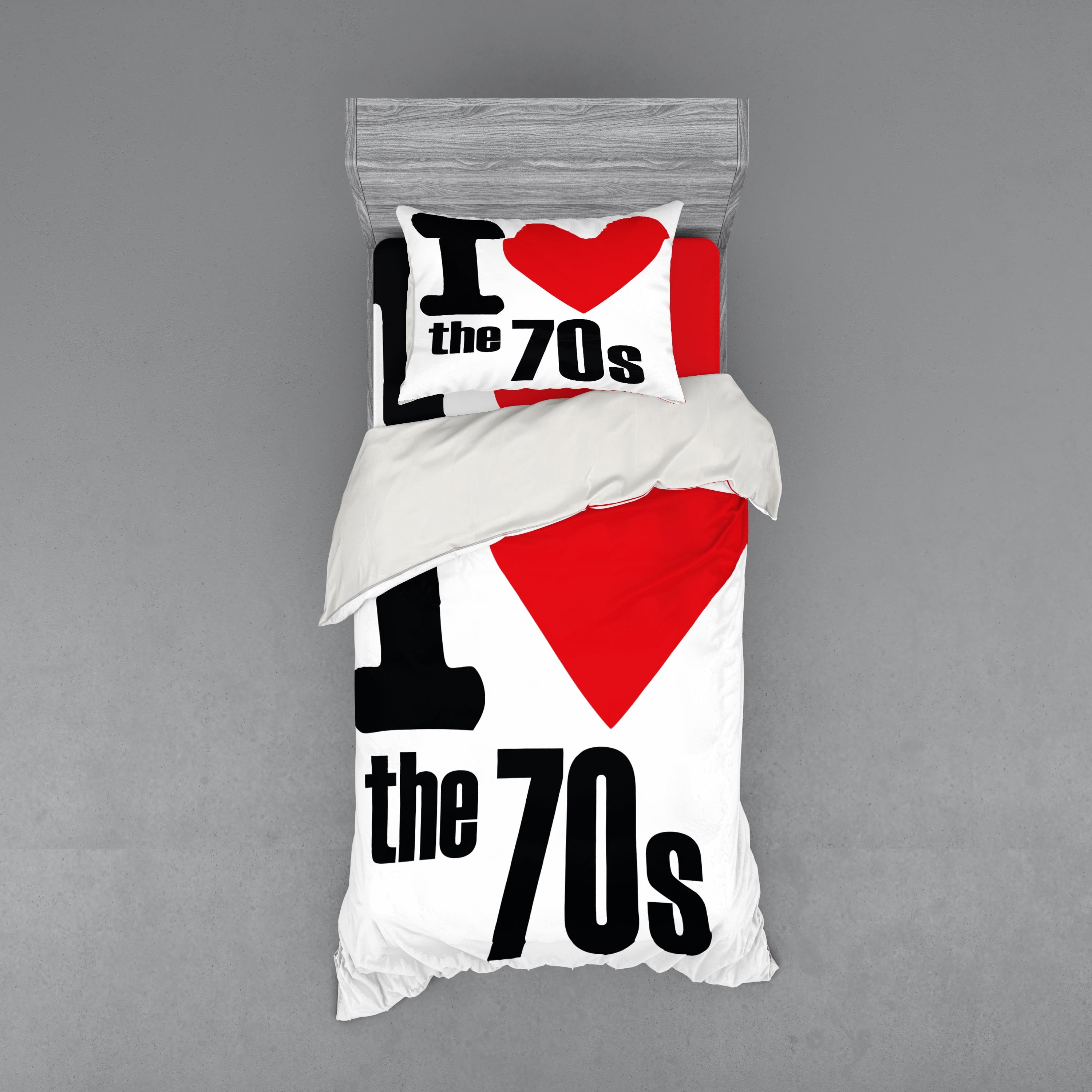 Ambesonne Retro Bedding Set 3 Pcs, I Love the 70s Pictogram, Twin XL ...