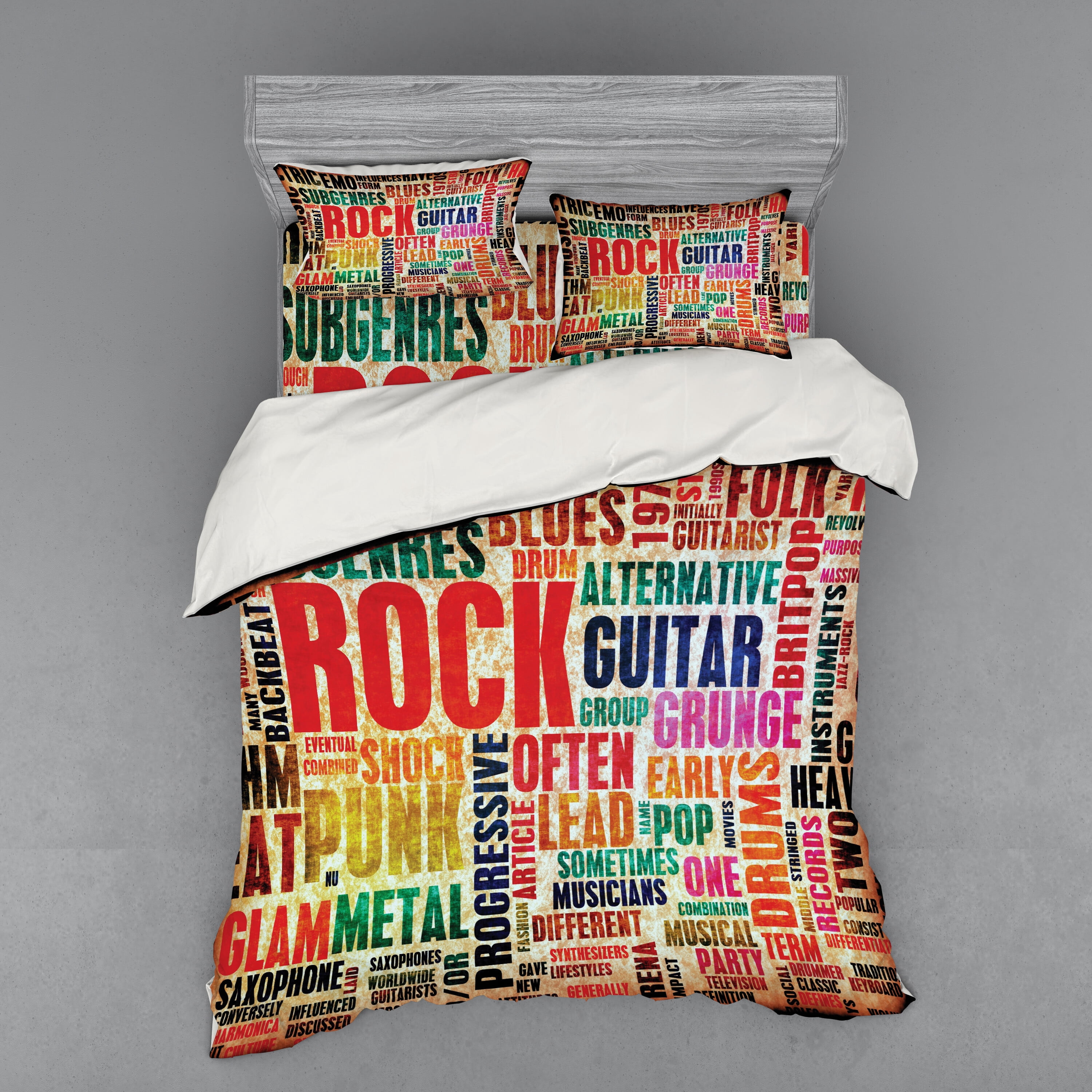 Ambesonne Retro Bedding Set 4 Pcs, Music Rock 'n' Roll Poster, Queen ...