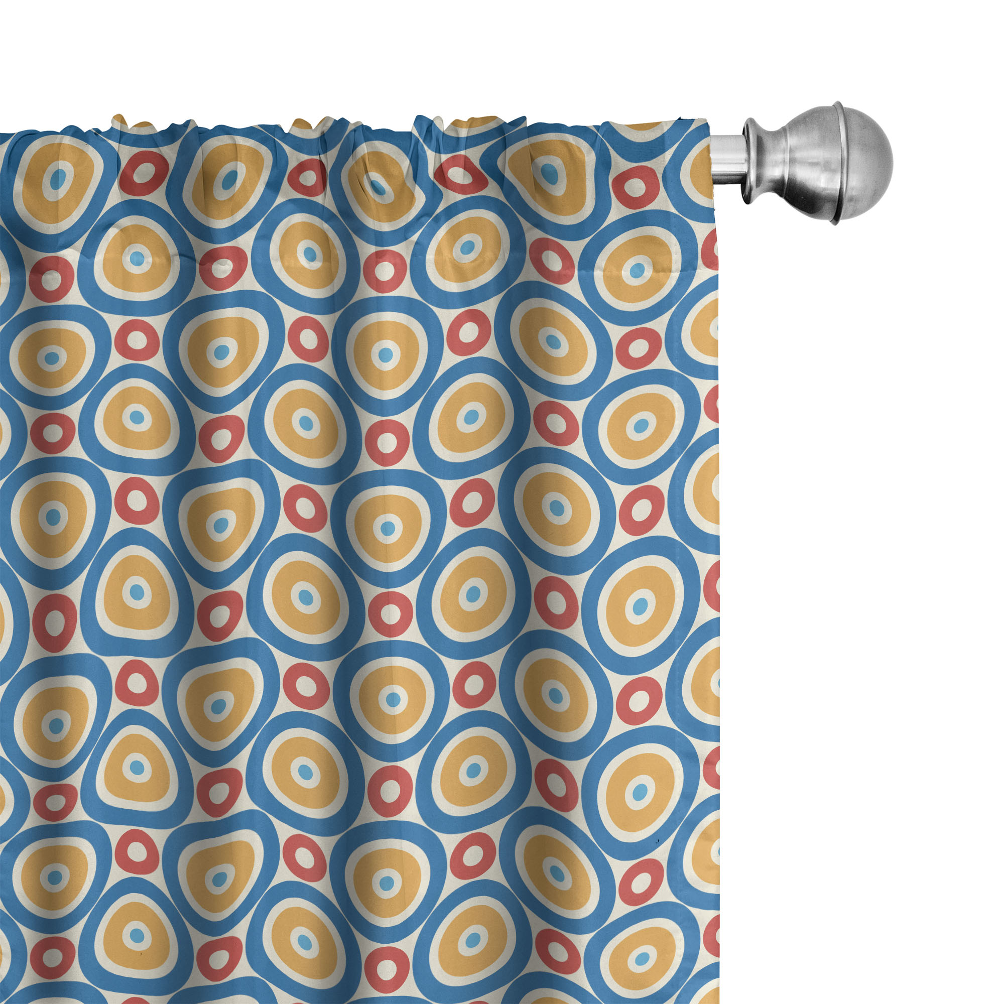 Ambesonne Retro Curtains, Big Small Circles and Dots, Pair of 28"x84 ...