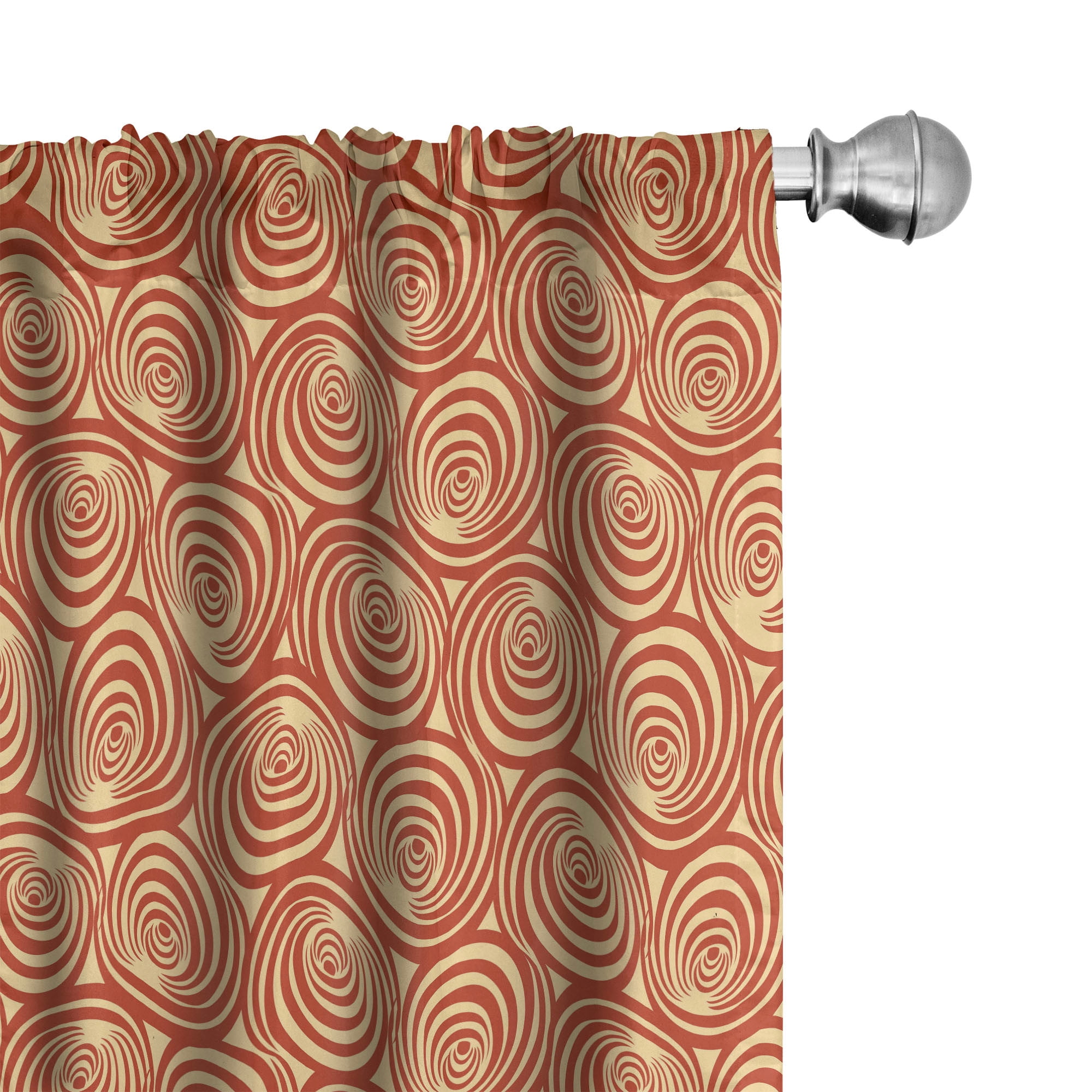 Ambesonne Retro Curtains, Circular Spiral Motifs, Pair of 28"x95", Rust ...