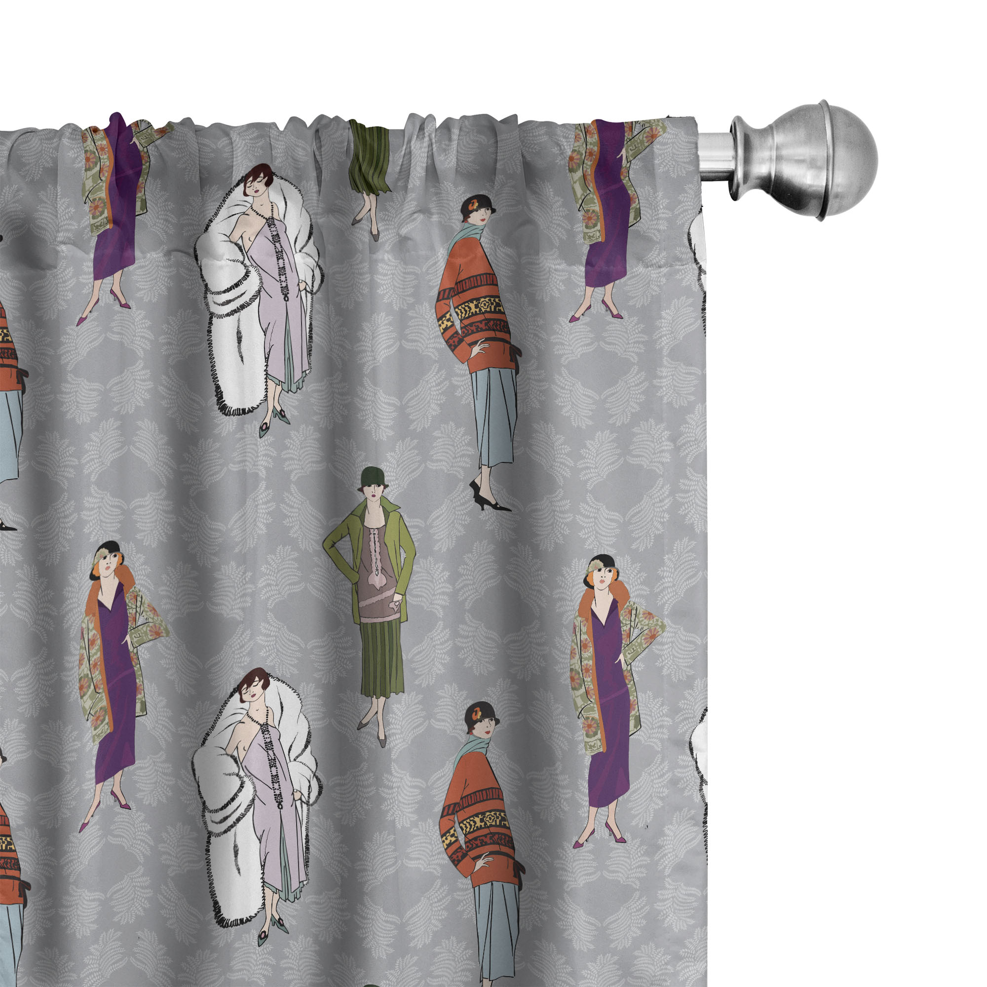 Ambesonne Retro Curtains, Flapper Girls 20s Fashion, Pair of 28"x84 ...
