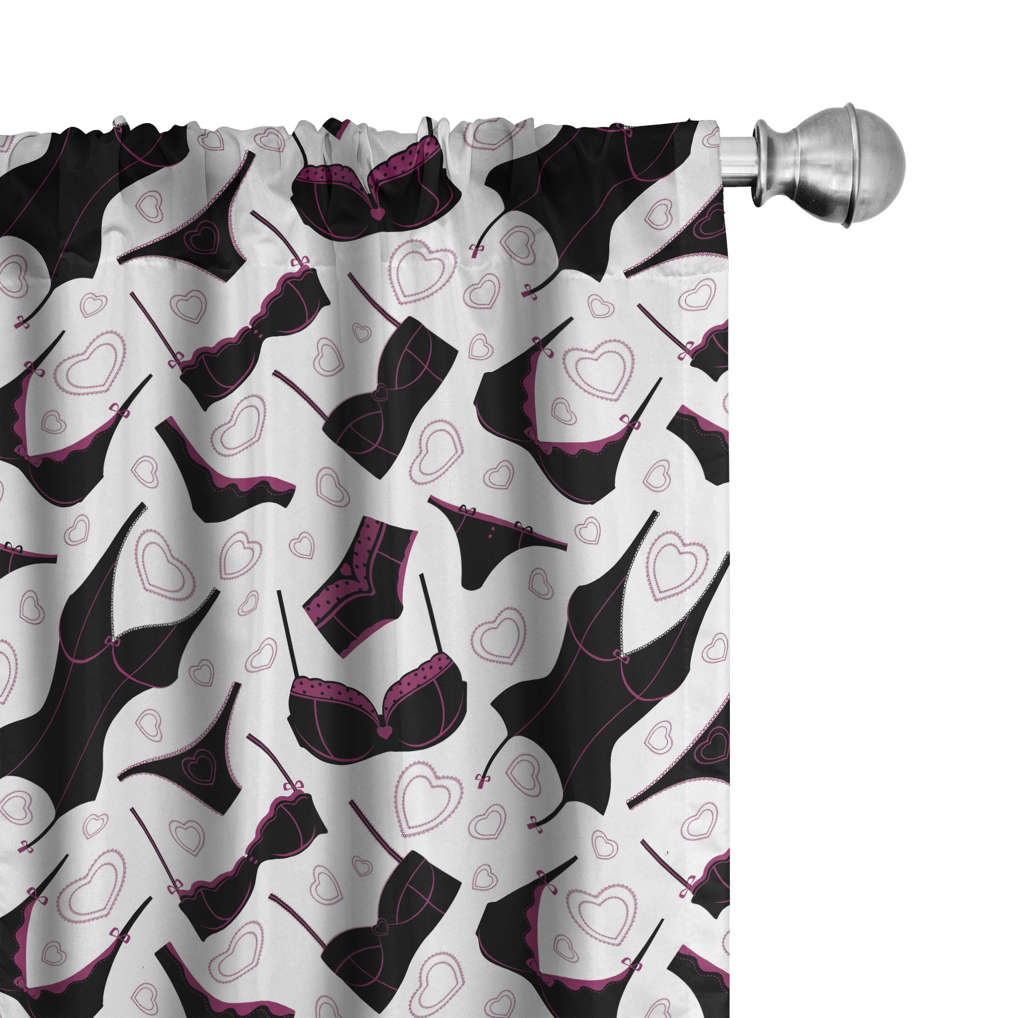 Ambesonne Retro Curtains, Lingerie Women`s Fashion, Pair of 28"x95 ...