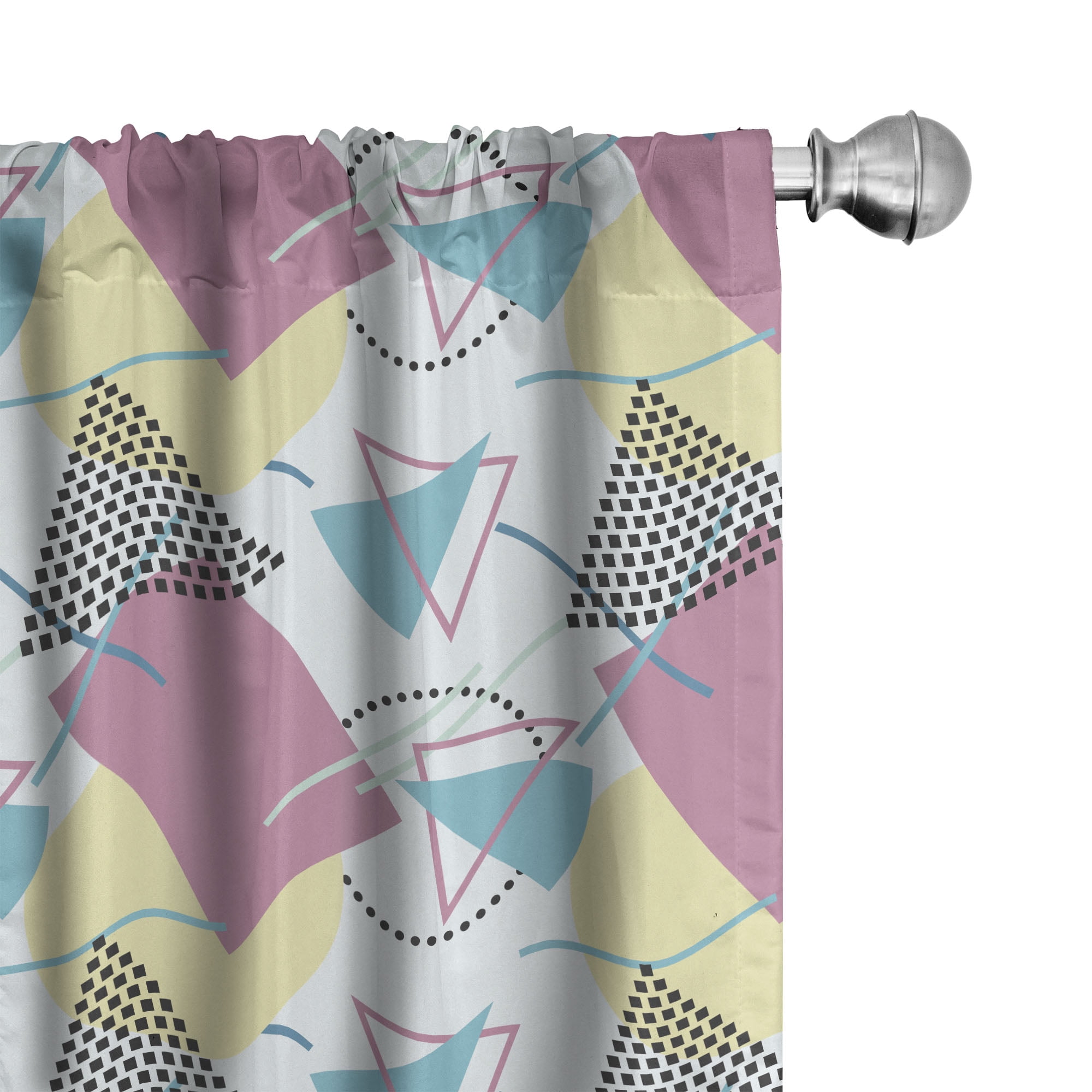Ambesonne Retro Curtains, Pastel Funky Memphis, Pair of 28"x84 ...