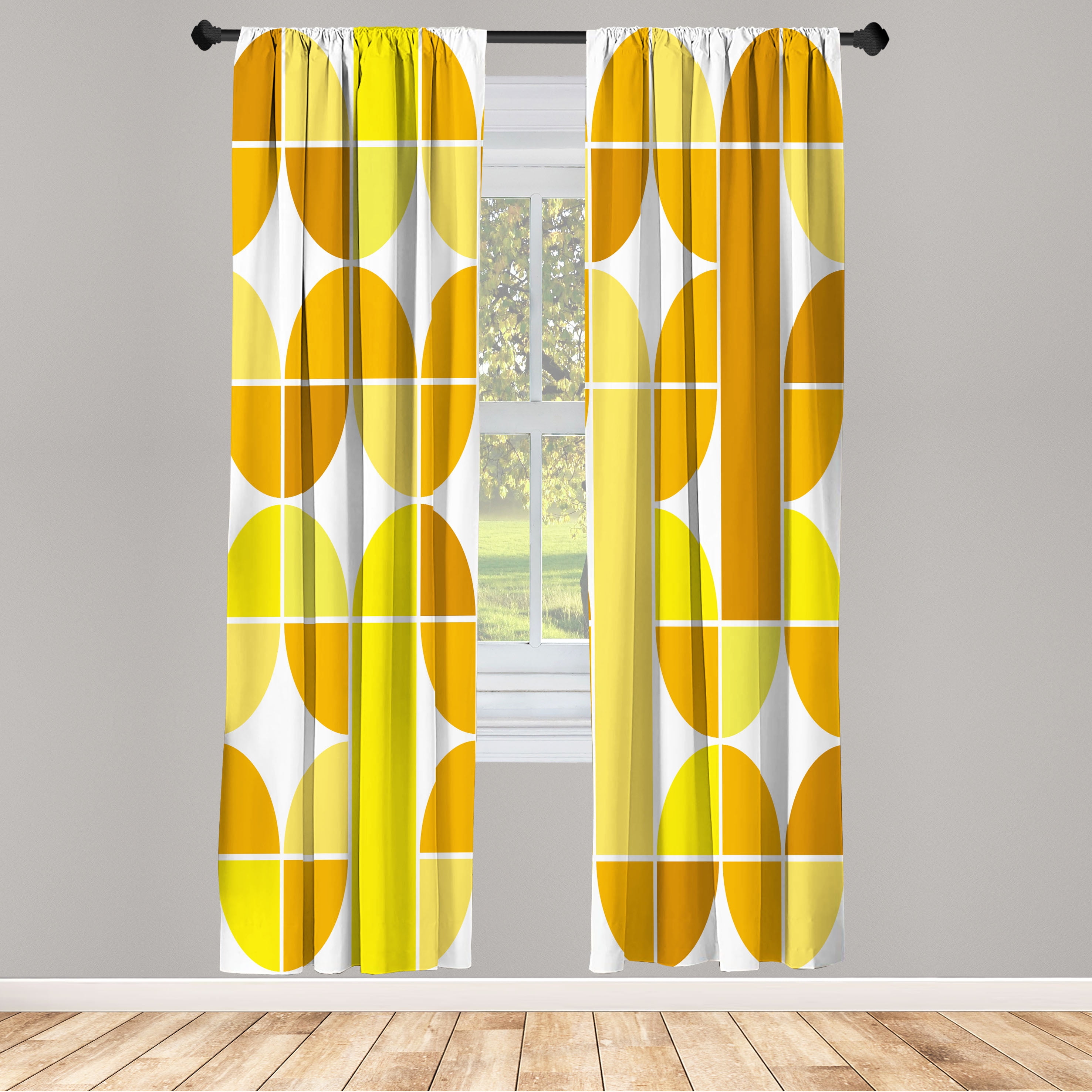 Ambesonne Retro Curtains, Pop Art Funky Geometric Art, Pair of 28"x95 ...