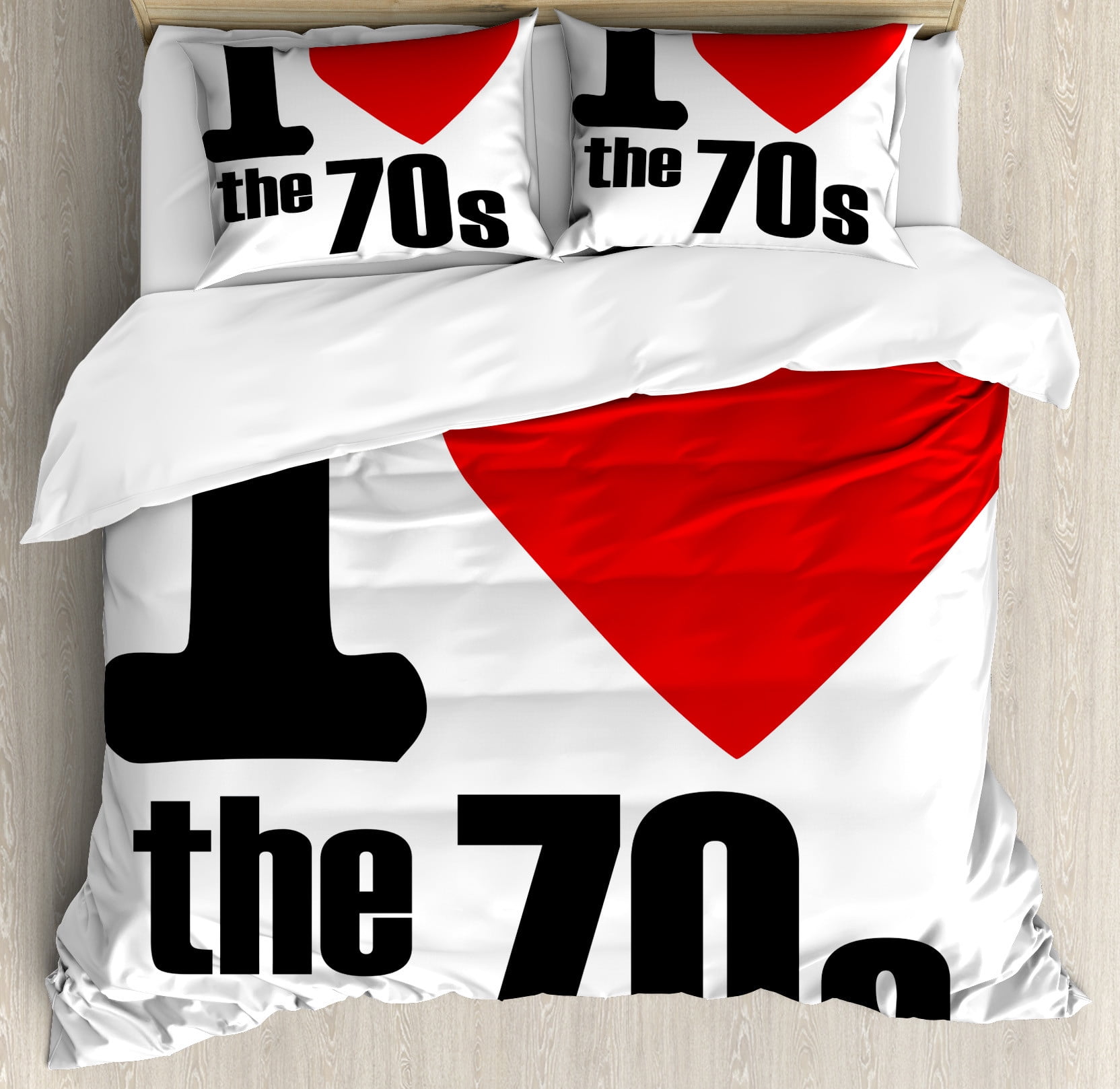 Ambesonne Retro Duvet Cover Sets, I Love the 70s Pictogram, 2-King, Red ...