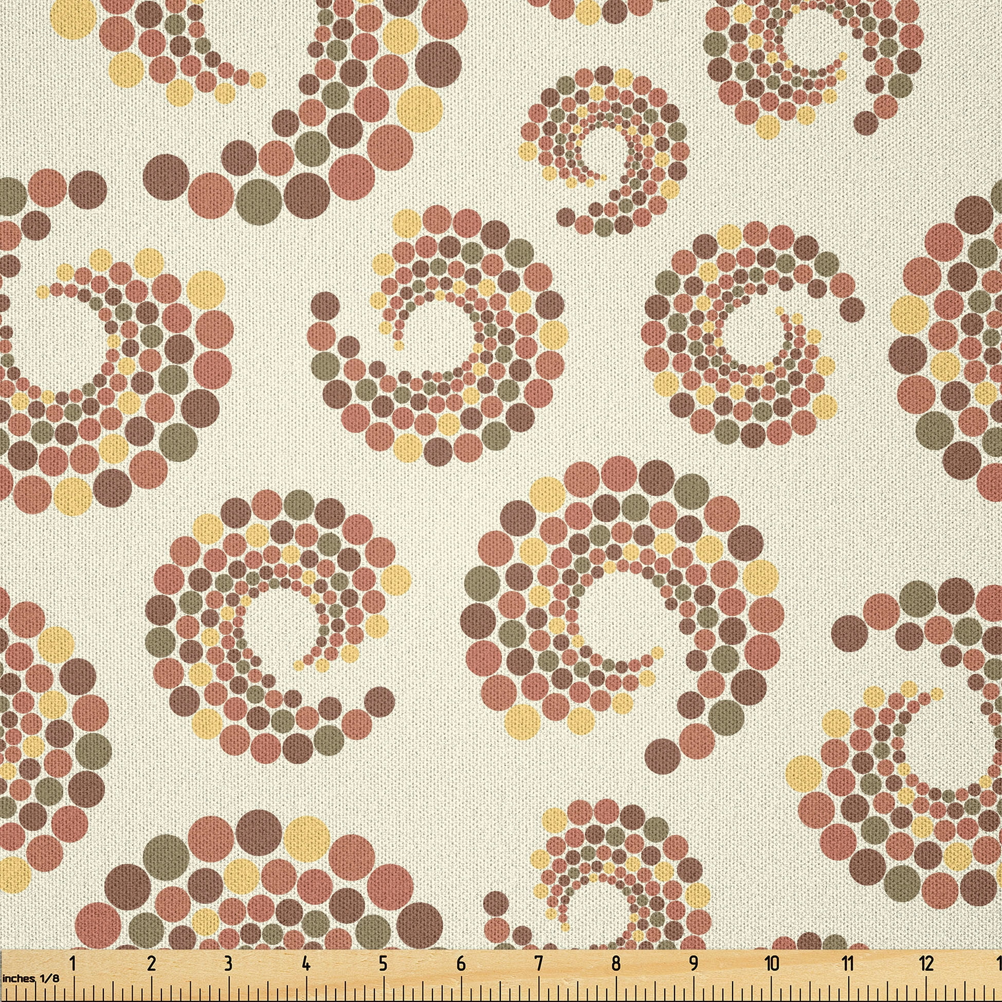 Ambesonne Retro Fabric by the Yard Microfiber, Circles in Rounded Form ...