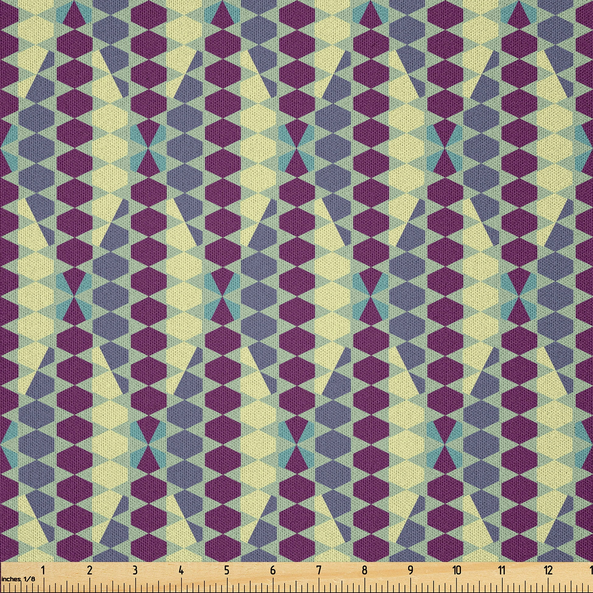 Ambesonne Retro Fabric by the Yard Microfiber, Hexagon Rhombus Dots ...
