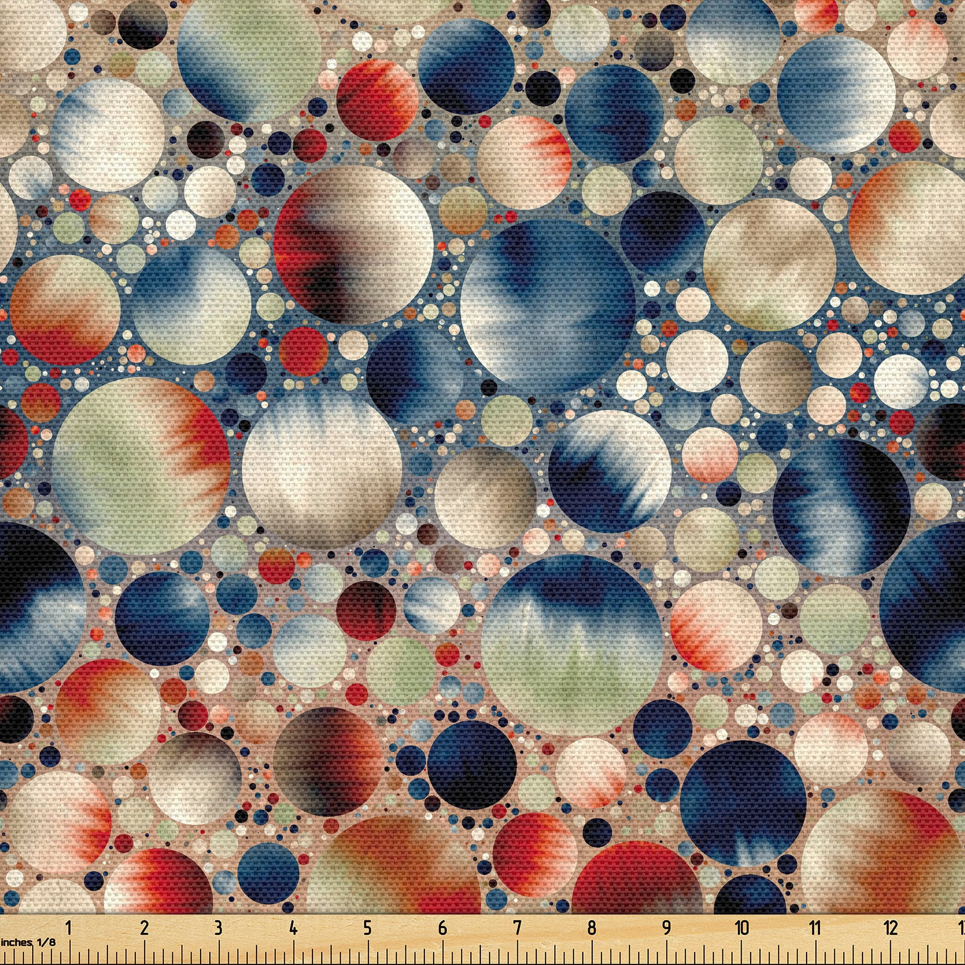 Ambesonne Retro Fabric by the Yard Upholstery, Rounds Ombre Art Style ...