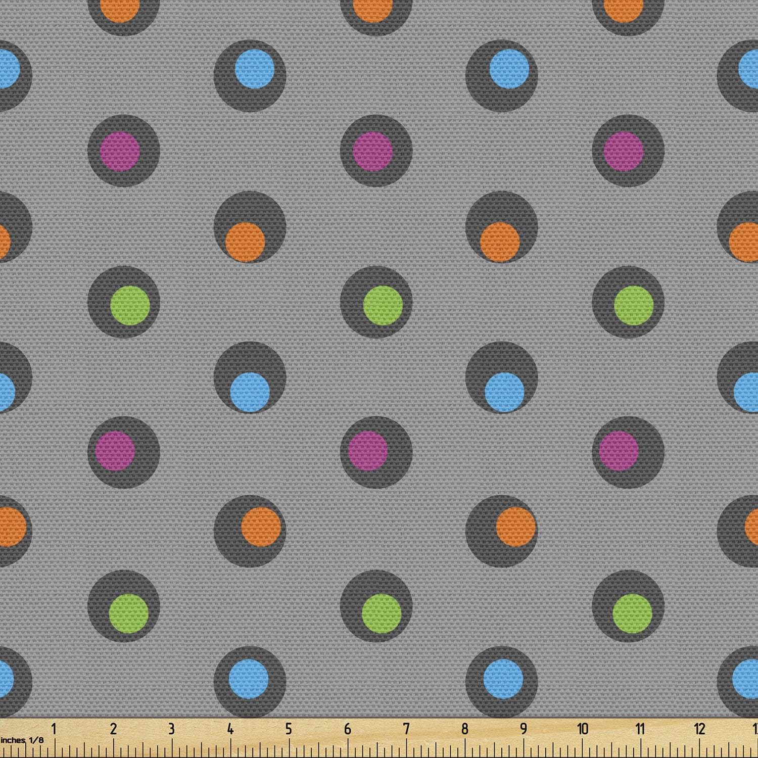 Ambesonne Retro Fabric by the Yard Upholstery, Circles Rhythmic ...