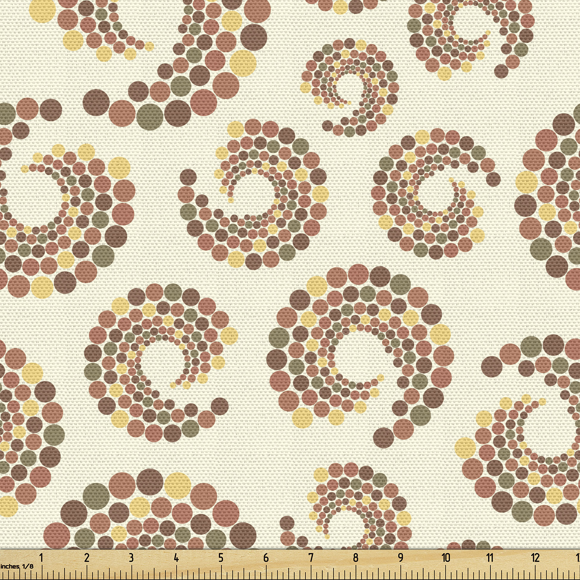 Ambesonne Retro Fabric by the Yard Upholstery, Circles in Rounded Form ...