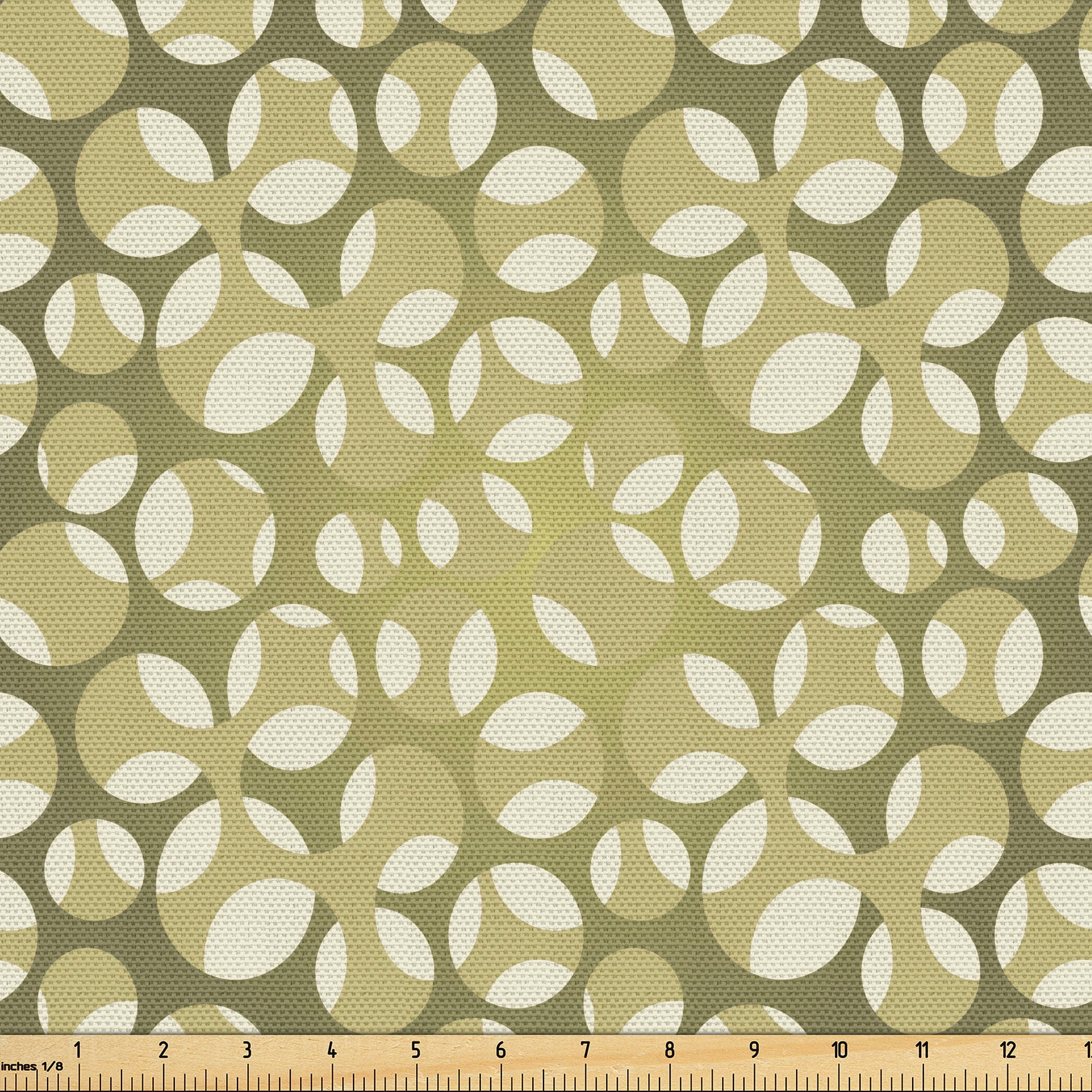 Ambesonne Retro Fabric by the Yard Upholstery, Circular Abstract Grid ...