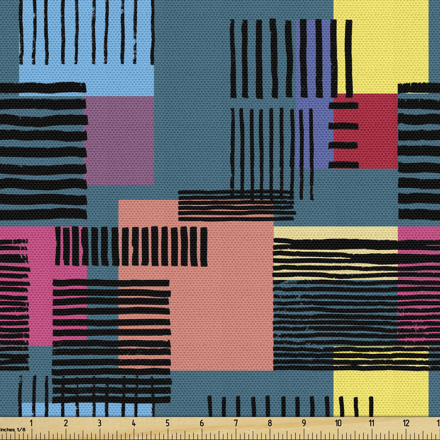 Ambesonne Retro Fabric by the Yard Upholstery, Vintage Geometric Shapes ...