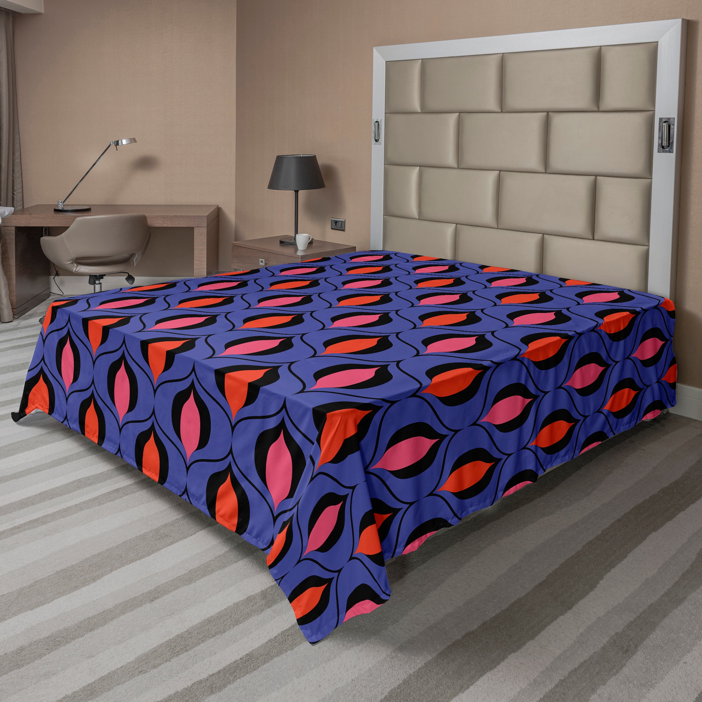 Ambesonne Retro Flat Sheet, Art Deco Inspired Streaks, Full Size ...