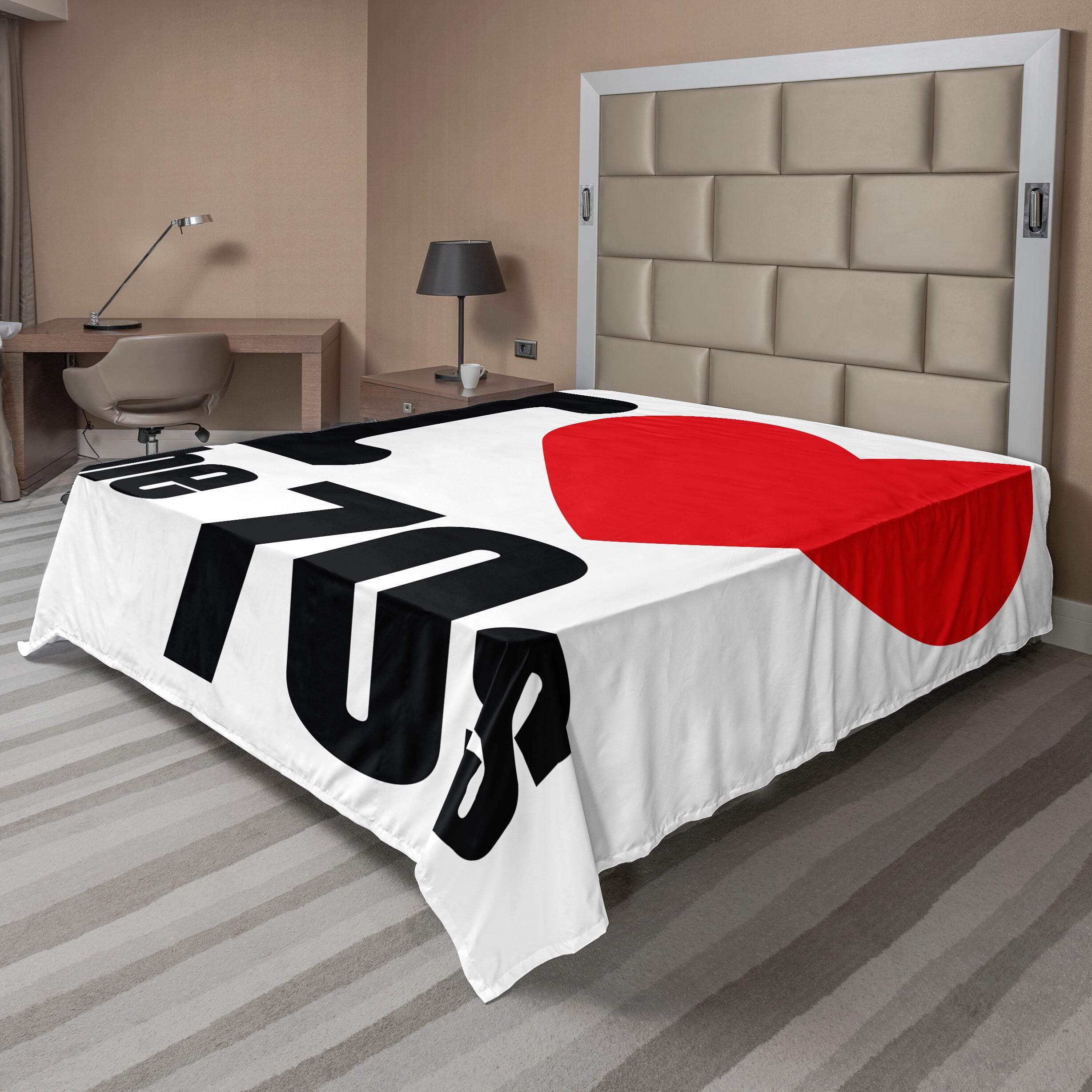 Ambesonne Retro Flat Sheet, I Love the 70s Pictogram, Full Size, Red ...