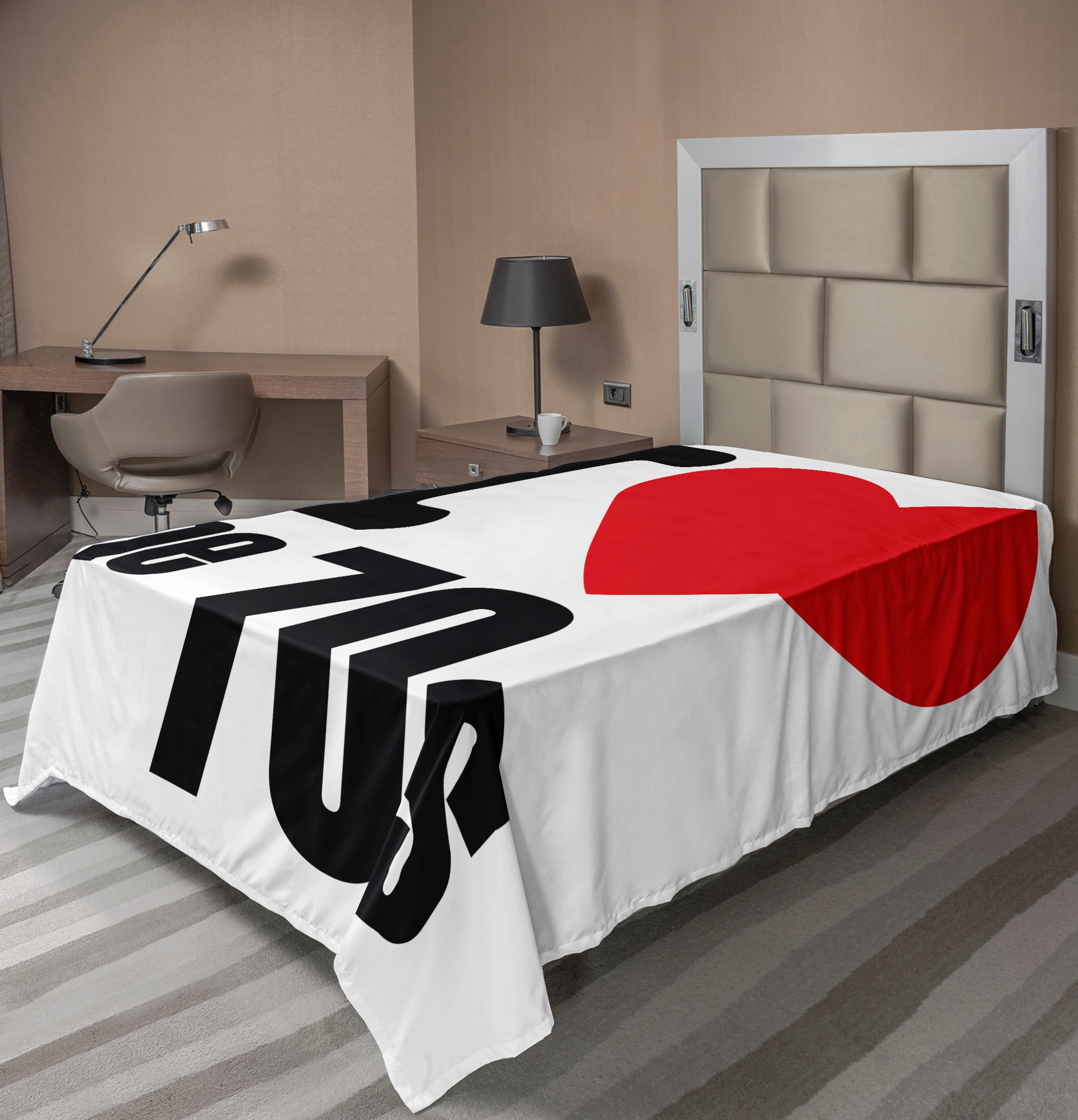 Ambesonne Retro Flat Sheet, I Love the 70s Pictogram, TwinXL Size, Red ...