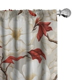 Ambesonne Retro Floral Curtains, Magnolias Red Twigs, Pair of 28"x63 ...