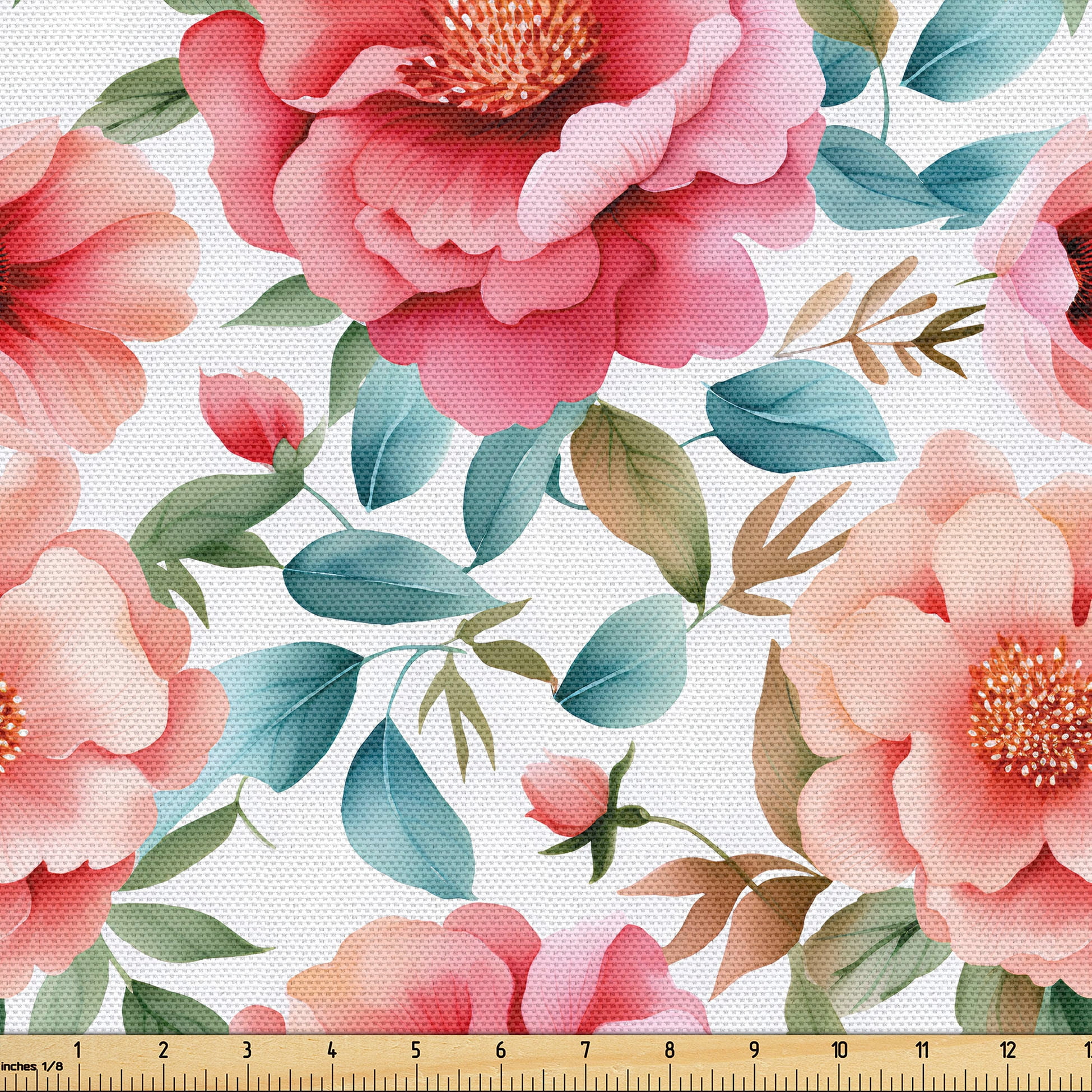 Ambesonne Retro Floral Fabric by the Yard Upholstery, Flowers Nature ...