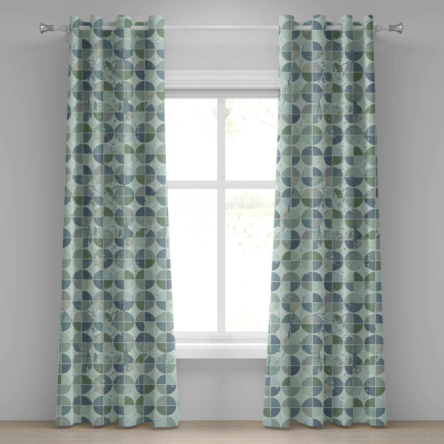 Ambesonne Retro Grommet Curtain, Grunge Divided Circles Art, 50"x72 ...
