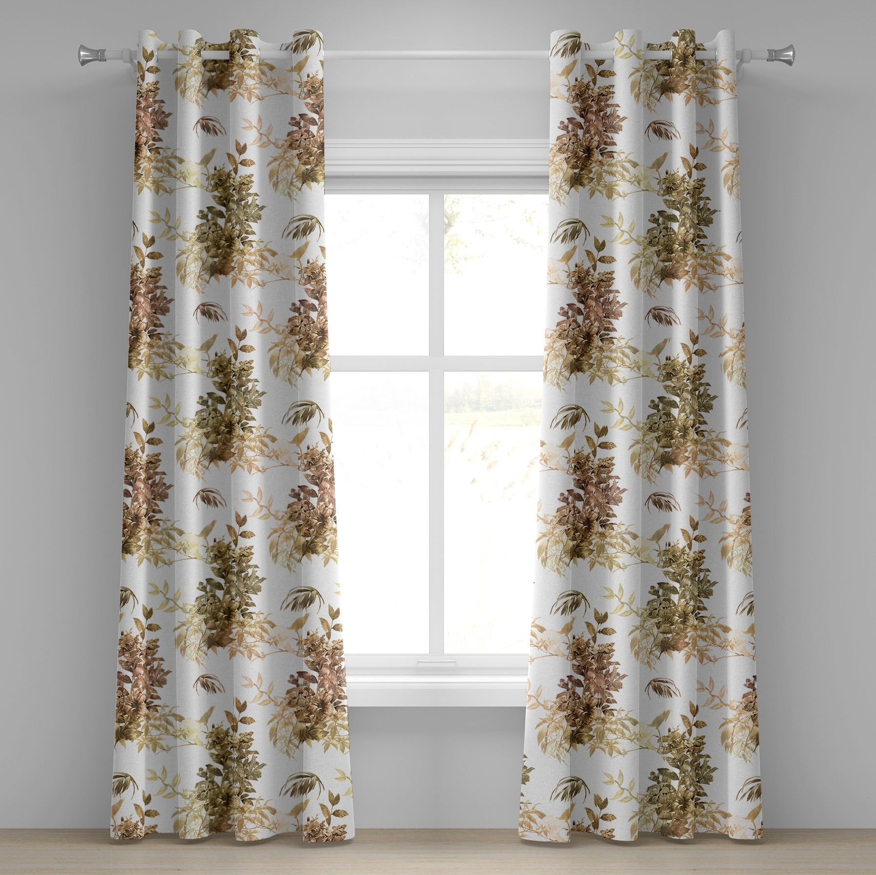 Ambesonne Retro Grommet Curtain Nostalgic Botany Print Floral 50x72