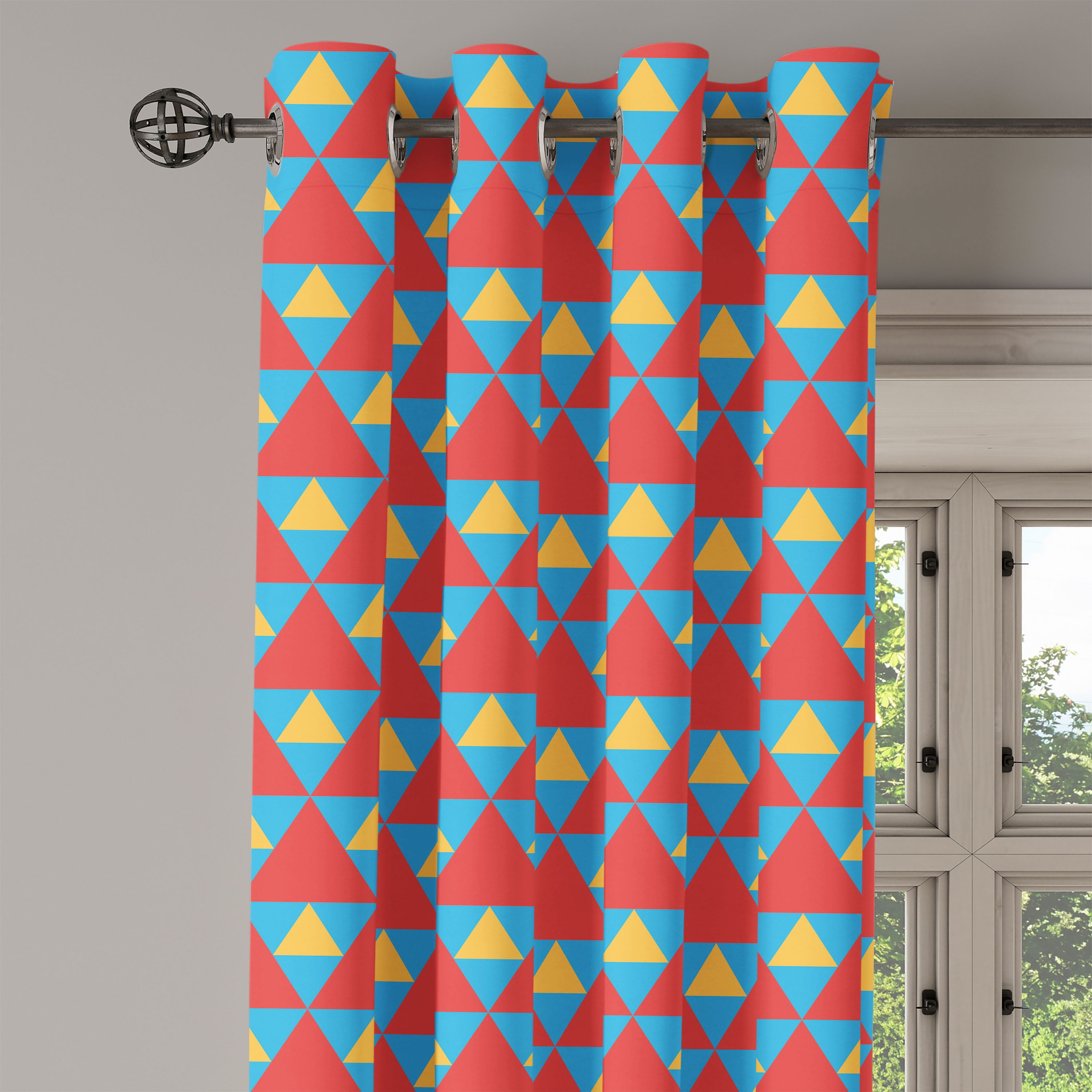 Ambesonne Retro Grommet Curtain Single Panel, Big Small Triangles Retro ...