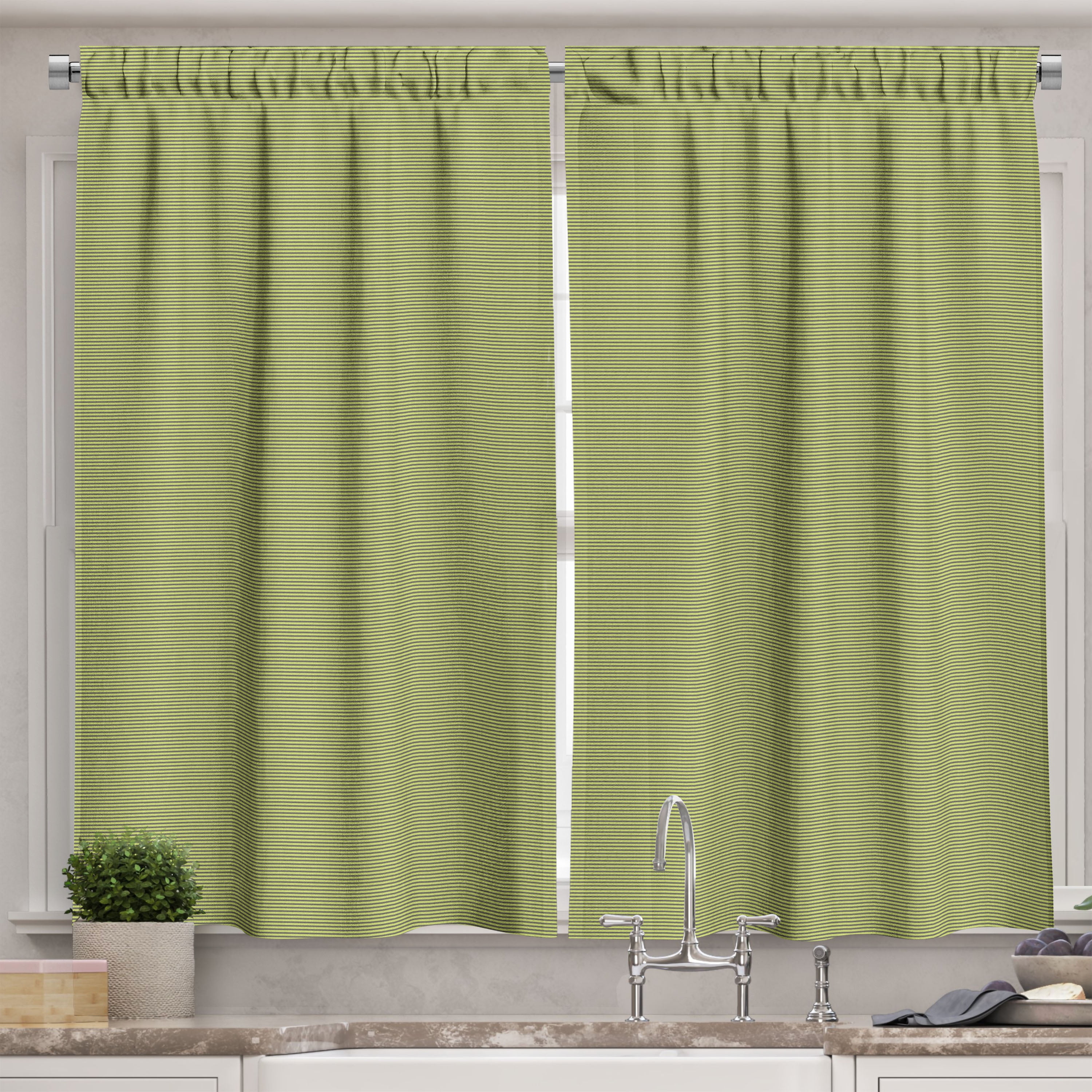 Ambesonne Retro Kitchen Curtains, Modern Repetitive Stripes Art, 55"x45 ...