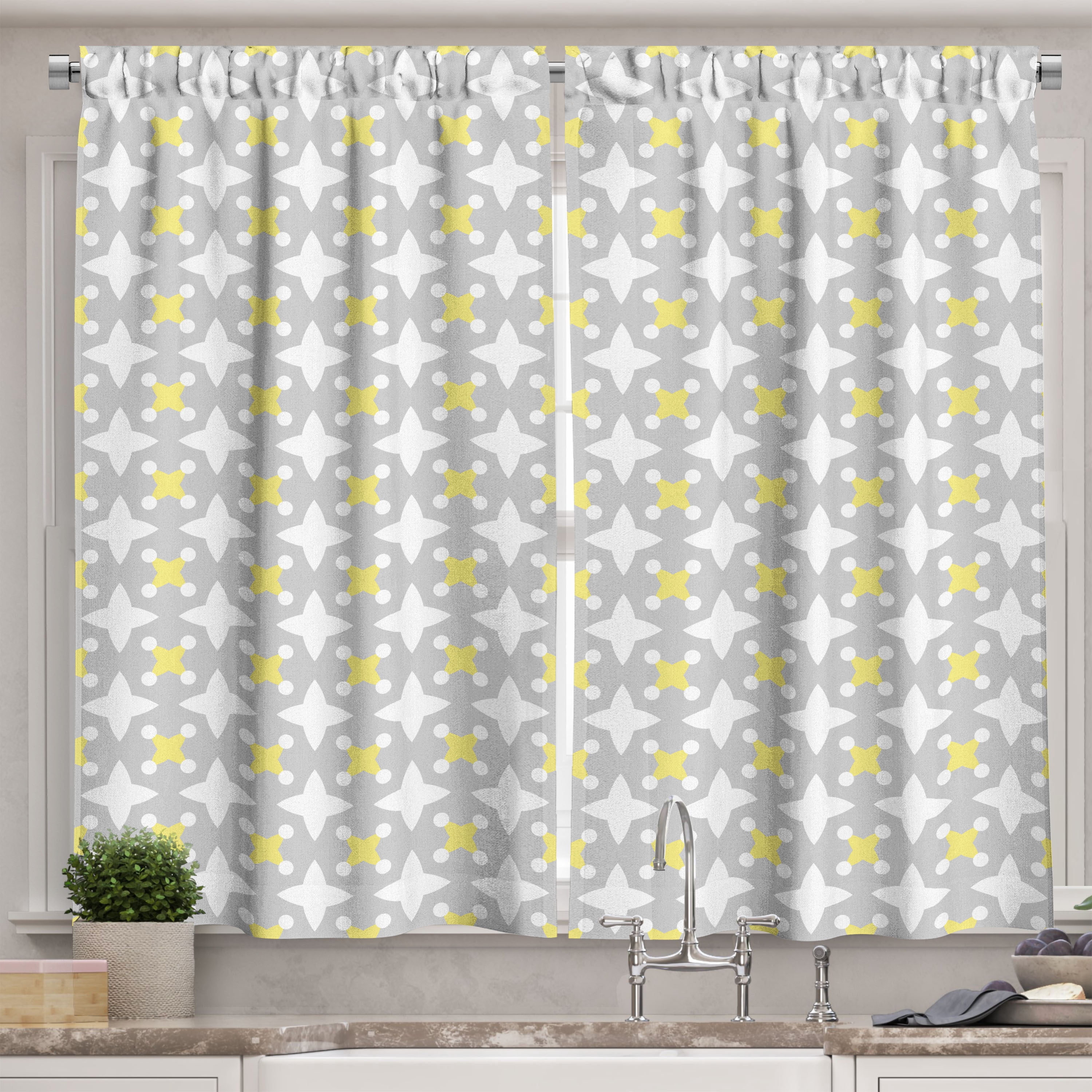 Ambesonne Retro Kitchen Curtains, Star Shapes Dots, 55"x39", Pale ...