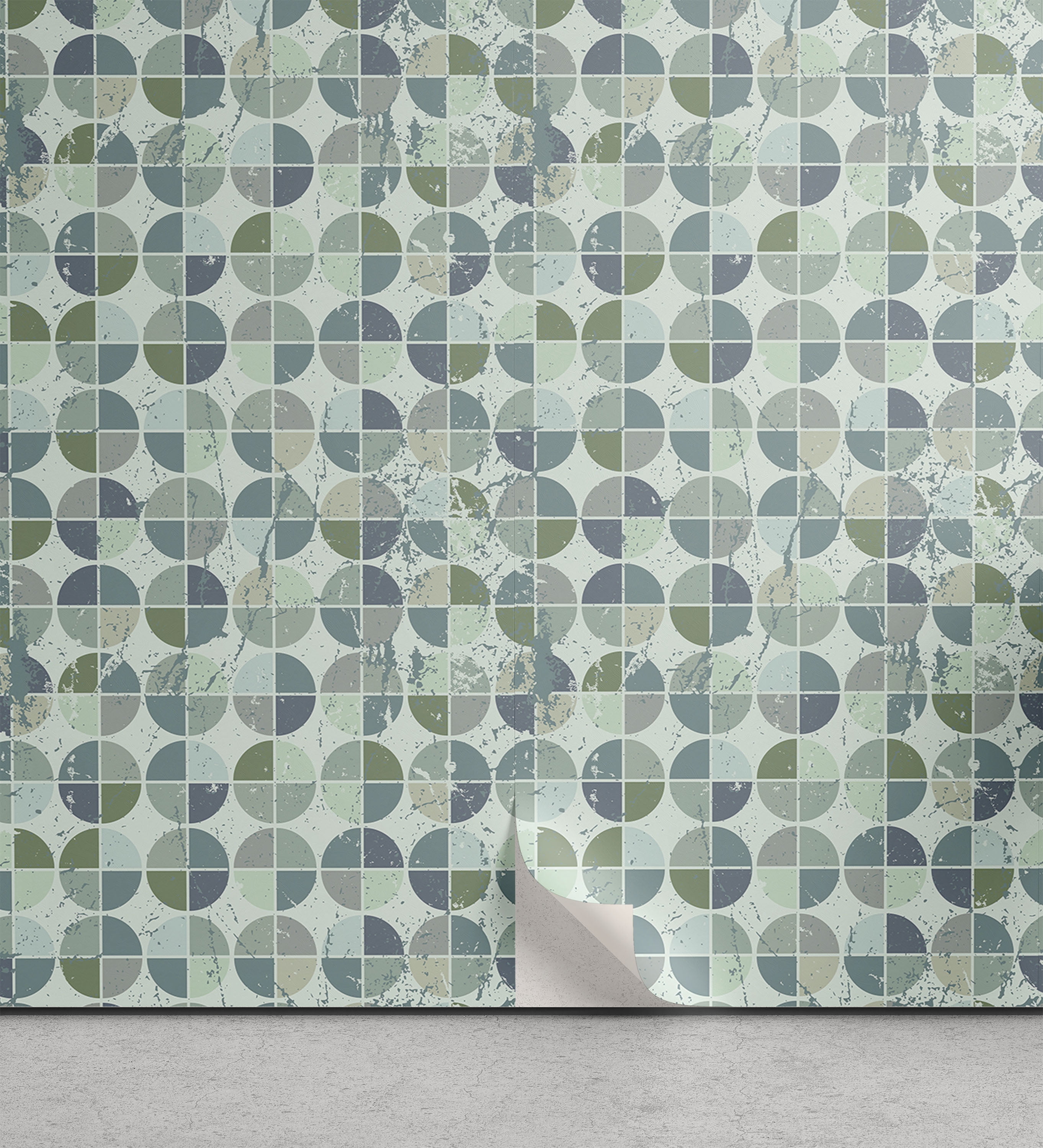 Ambesonne Retro Peel & Stick Wallpaper for Home, Grunge Divided Circles ...