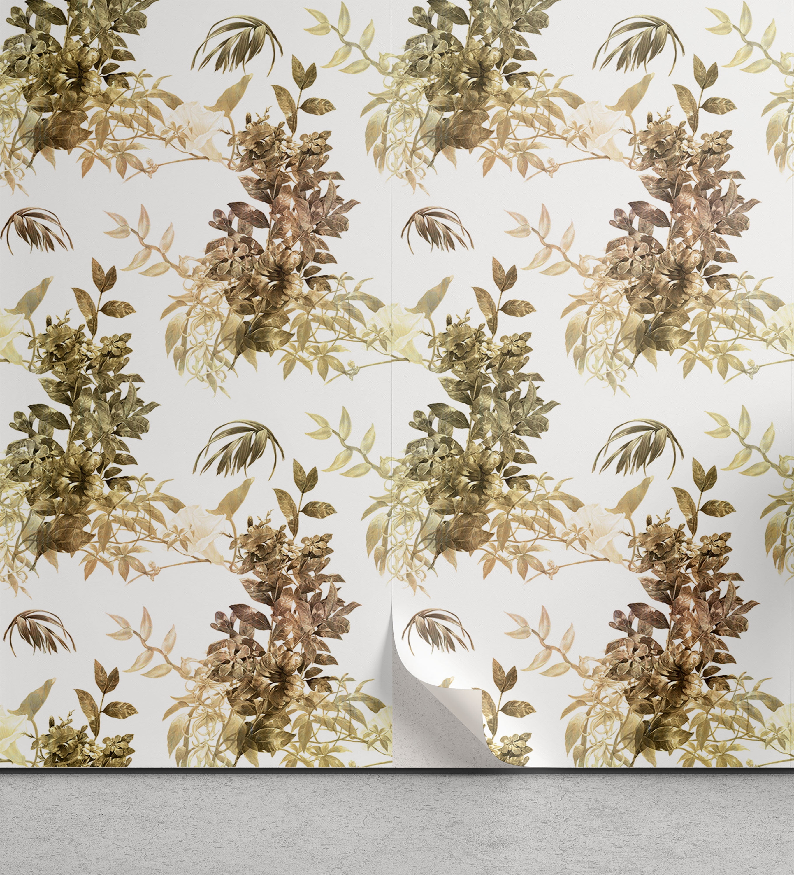 Ambesonne Retro Peel & Stick Wallpaper for Home, Nostalgic Botany Print ...