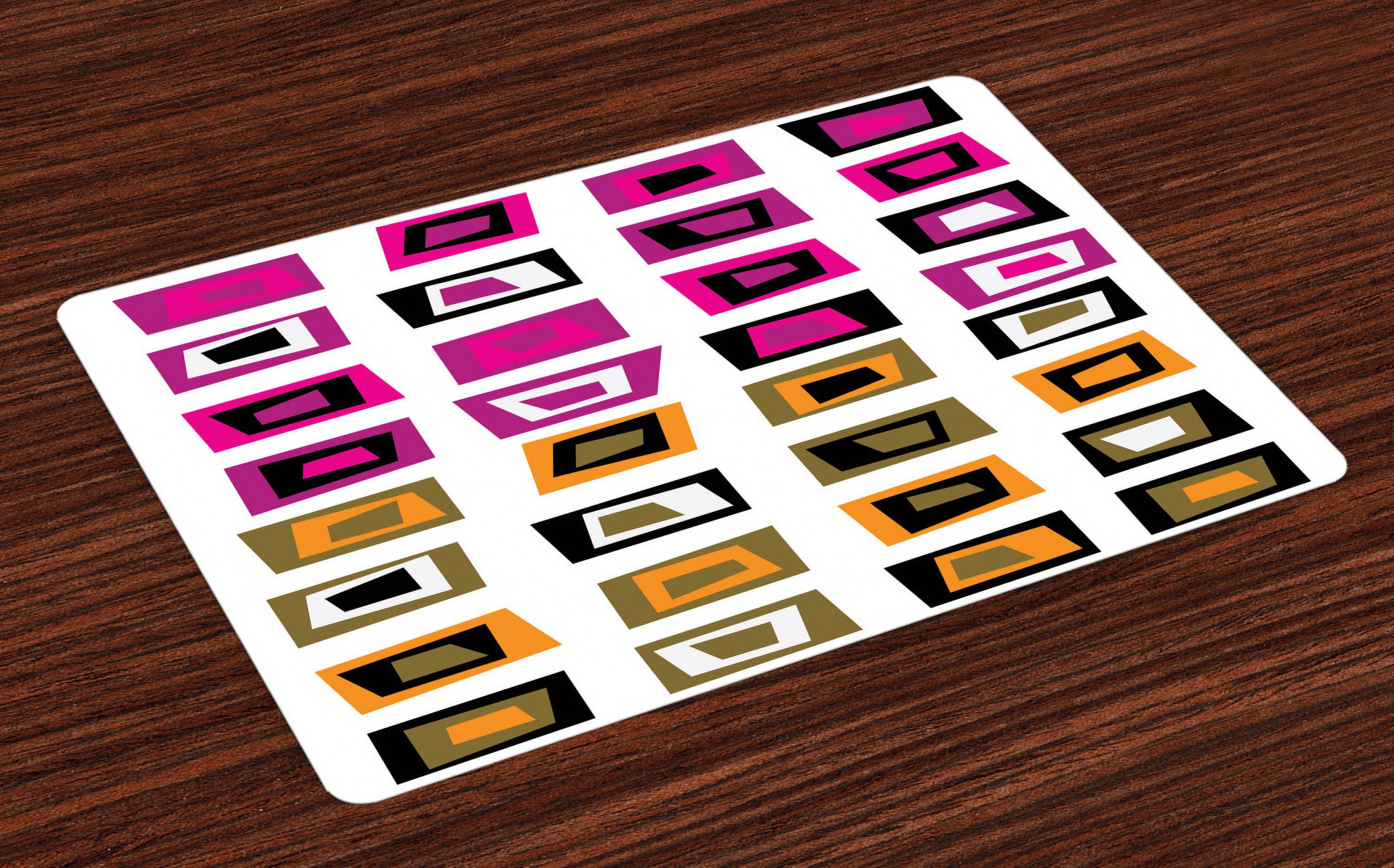 Ambesonne Retro Place Mats Set of 4, Abstract Squares 60s, Standard ...
