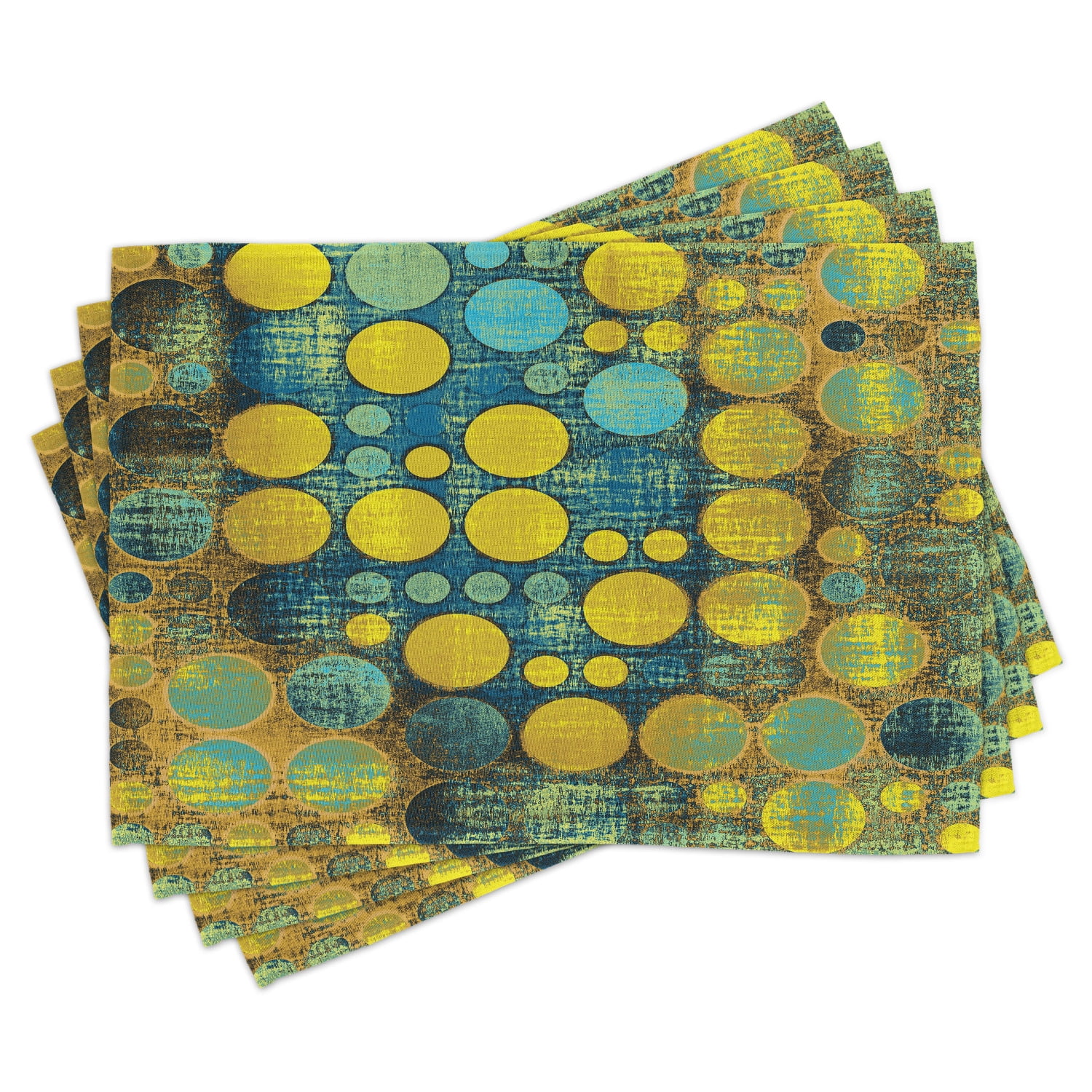Ambesonne Retro Place Mats Set of 4, Groovy Polka Dots 60s, Standard ...