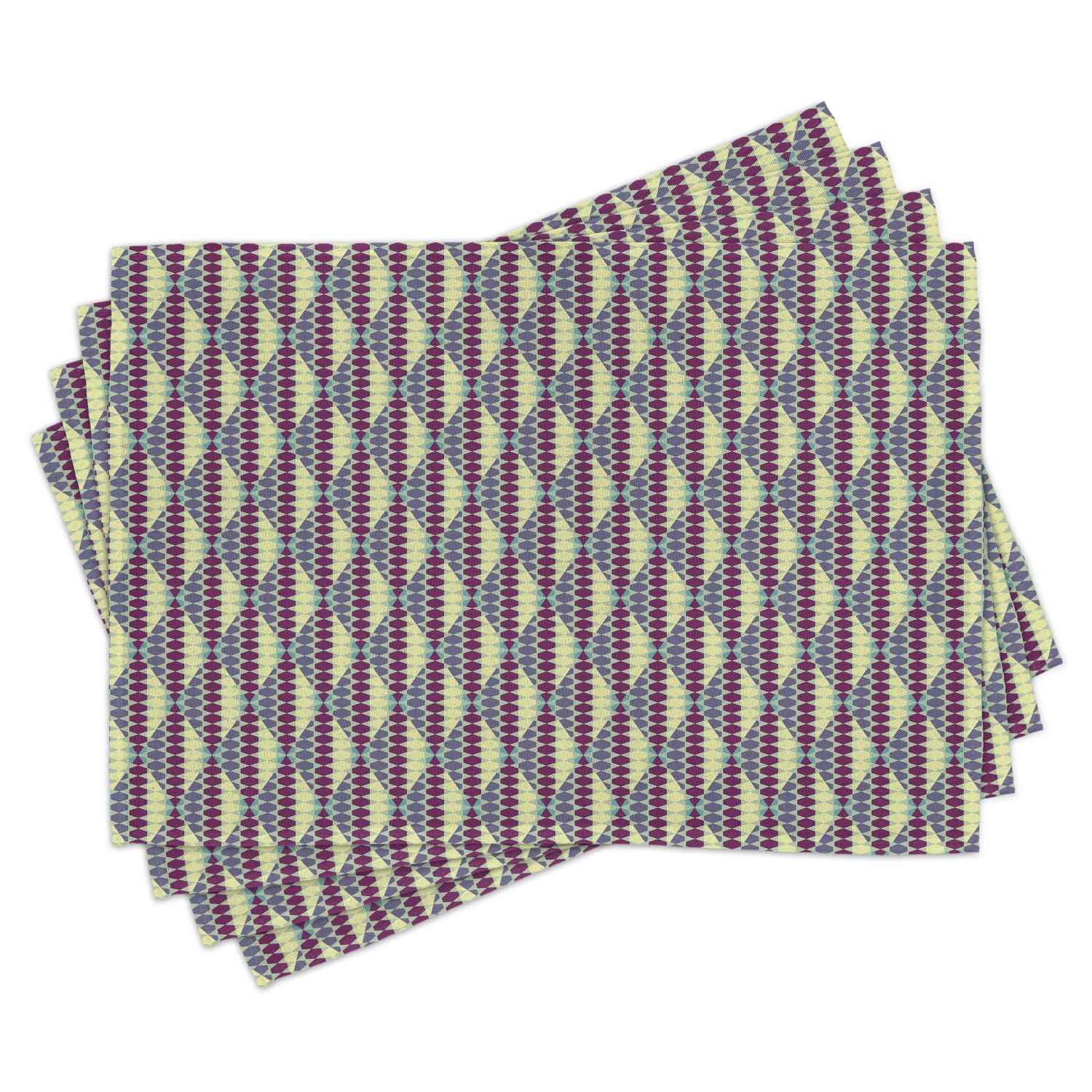 Ambesonne Retro Place Mats Set of 4, Hexagon Rhombus Dots Forms ...