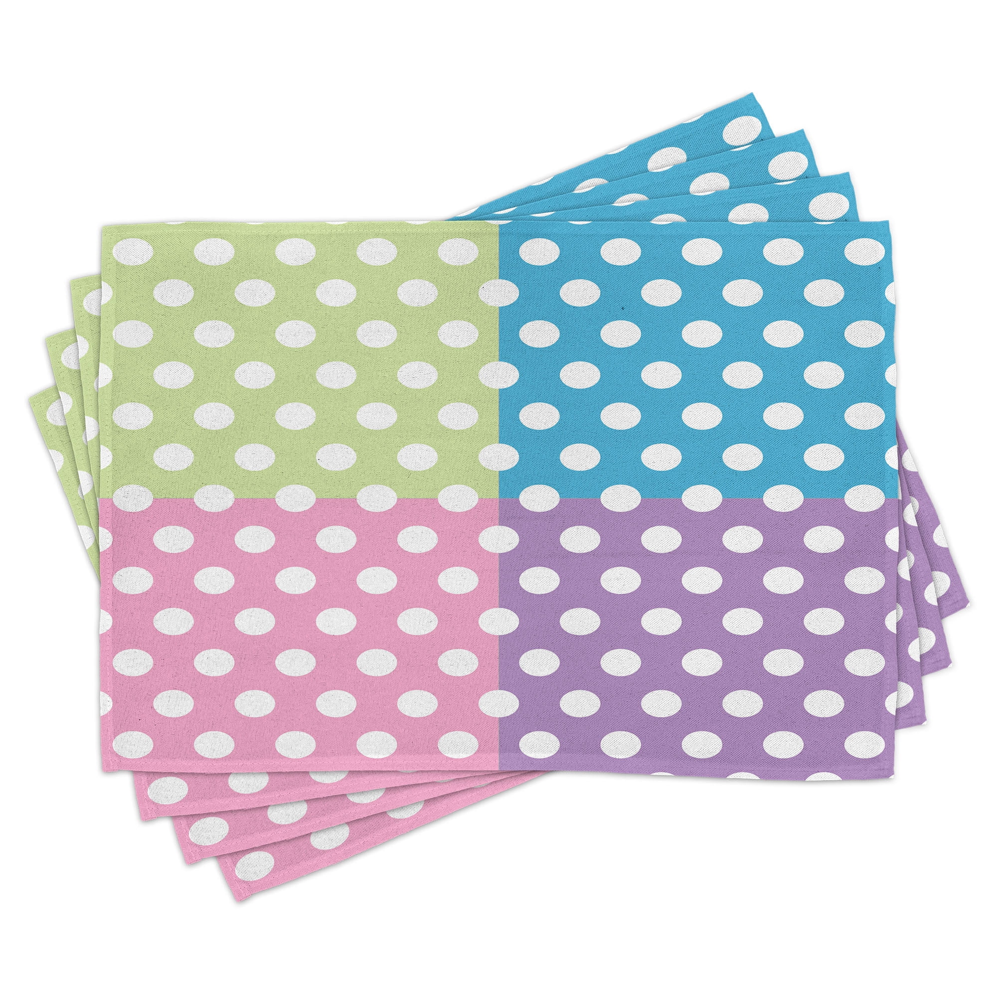 Ambesonne Retro Place Mats Set of 4, Polka Dots Patchwork, Standard ...