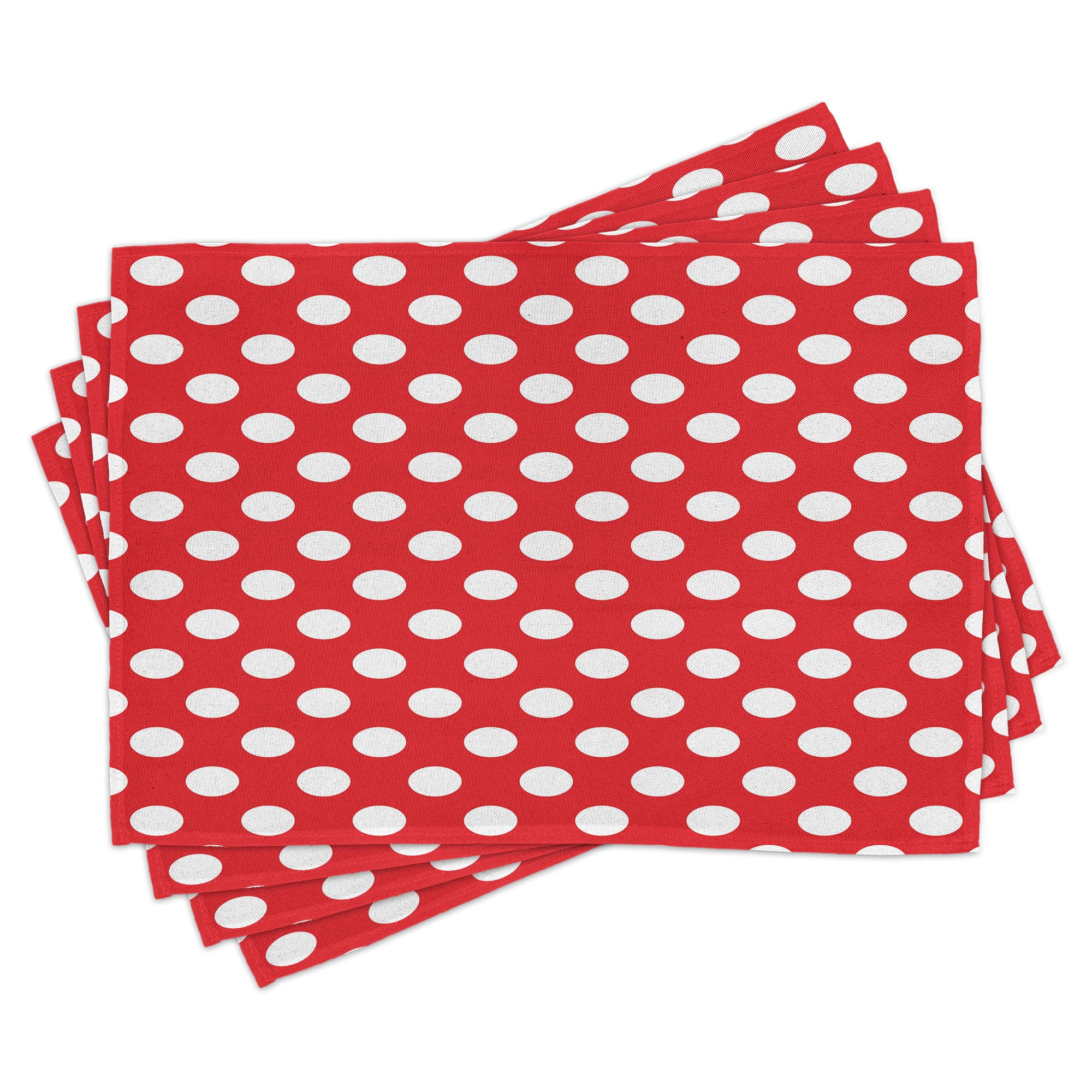 Ambesonne Retro Place Mats Set of 4, Pop Art White Polka Dots, Standard ...