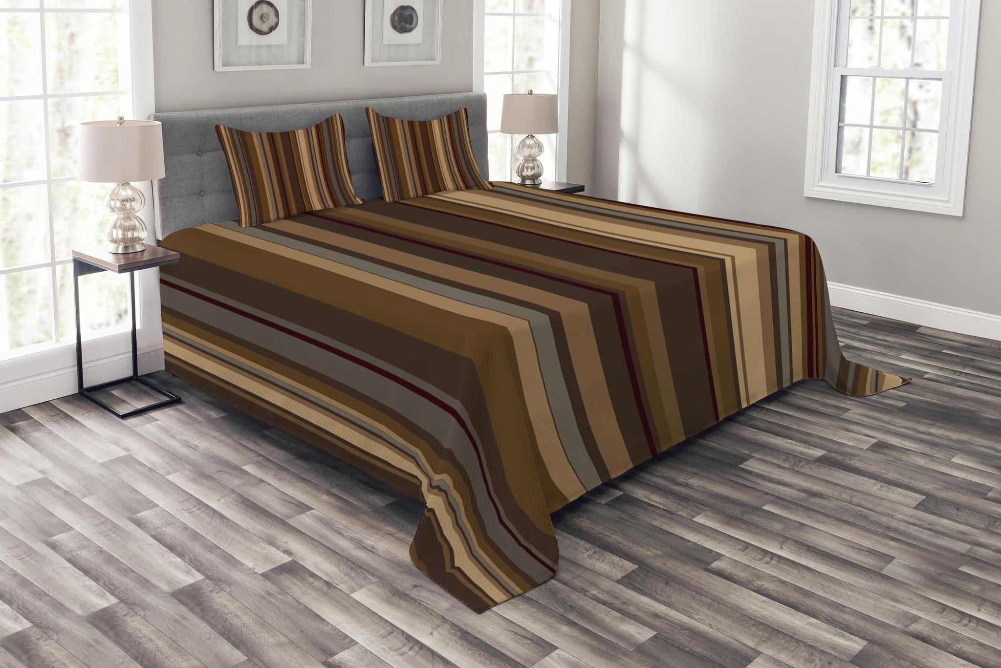 Ambesonne Retro Quilted Bedspread Set 3 Pcs, Shades of Earthen Tones ...